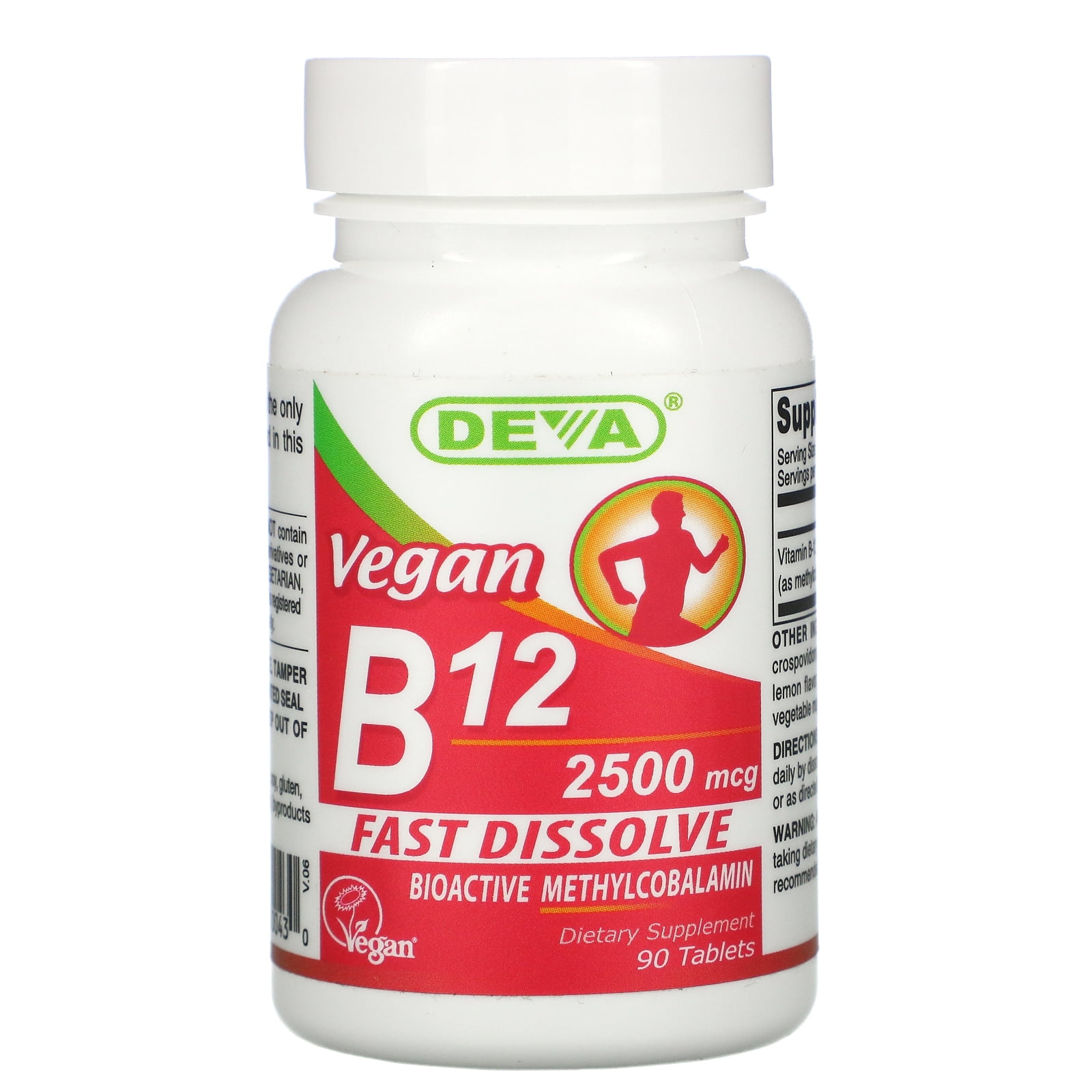 Deva, Vegan B12, Fast-Dissolve, 2,500 mcg, 90 Tablets - Walmart.com