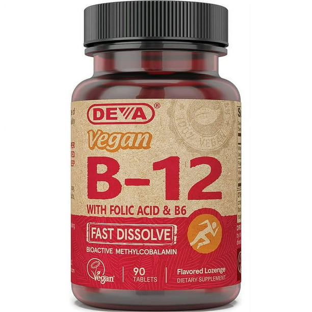 Deva Vegan B12 with Folic Acid & B6 - Fast Dissolve 90 Tabs - Walmart ...