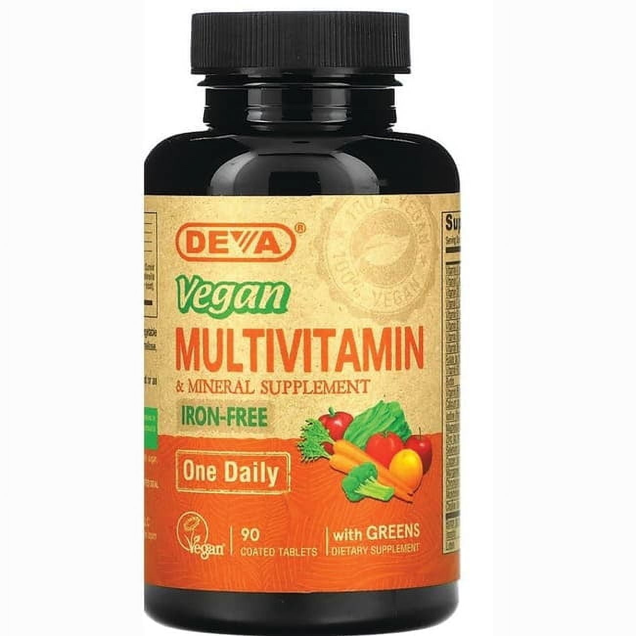 Deva Vegan Health Multivitamin & Mineral, Iron Free, 90 Tablets ...