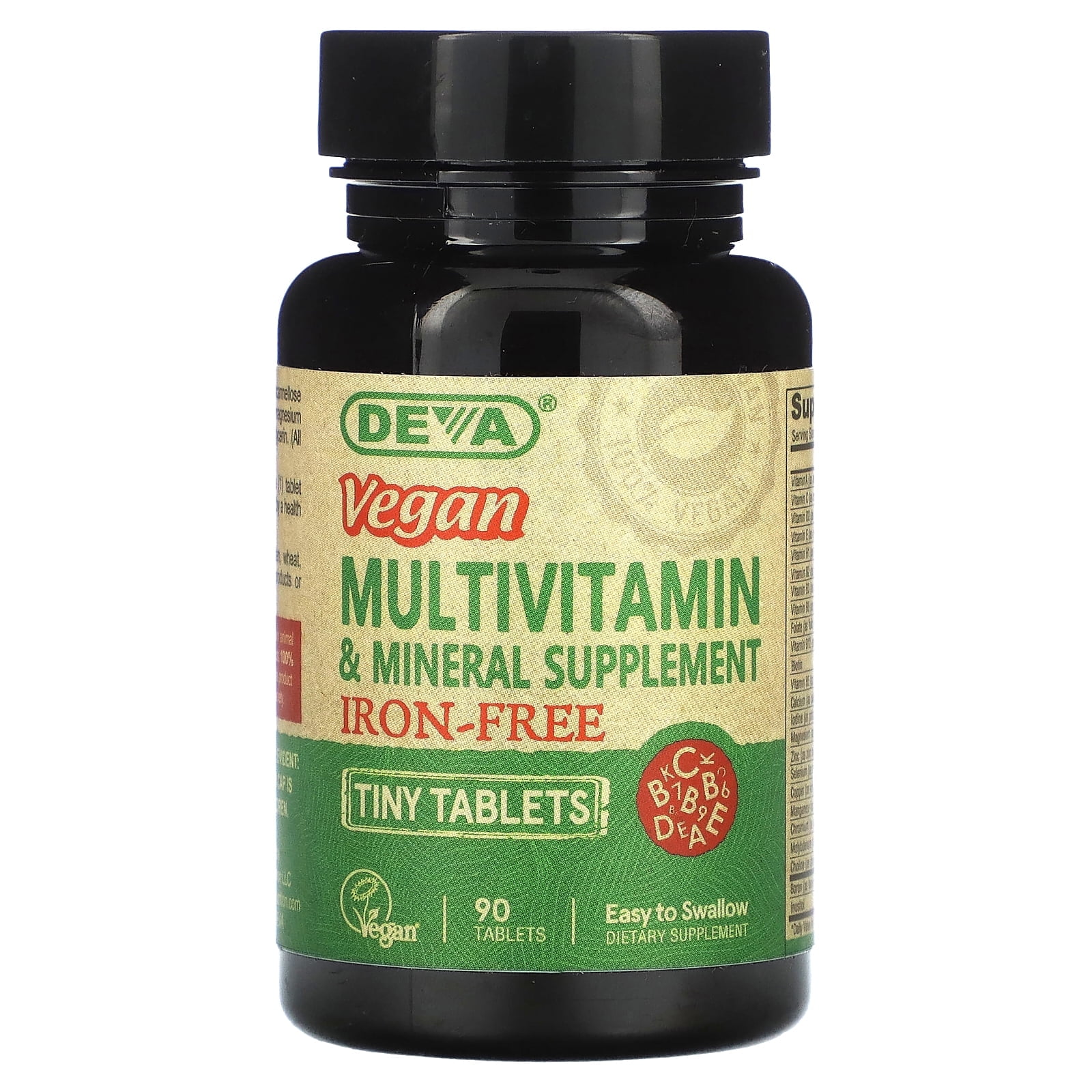 Deva Vegan Multivitamin, Tiny Tablets, 90 Tabs, Antioxidants, Inositol ...