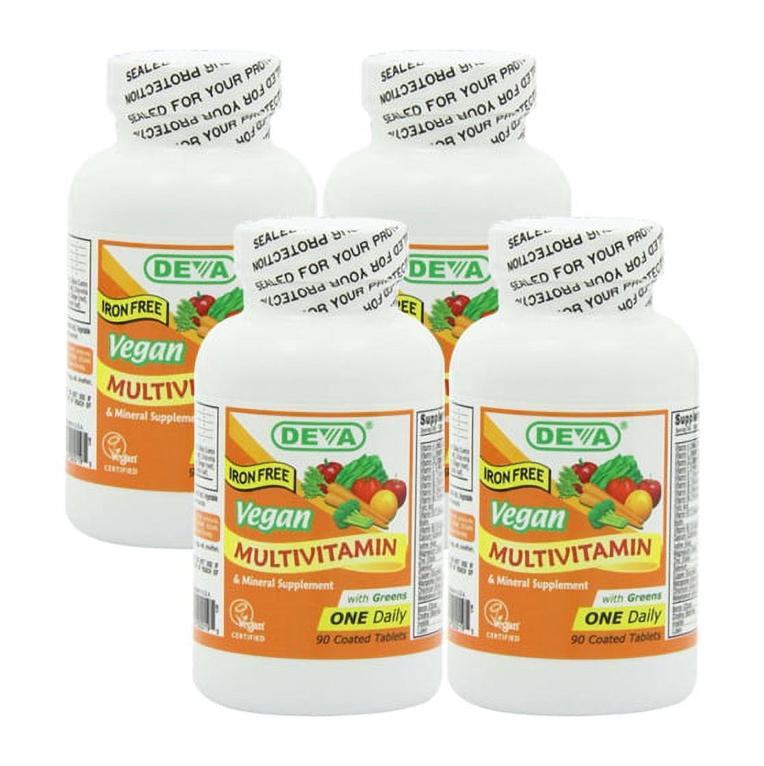 Deva Vegan Multivitamin & Mineral Supplement without Iron, 90 Count, 4 ...