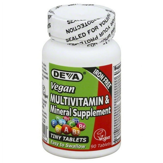 Deva Vegan Tiny-Tablets Multivitamin & Mineral Supplement, Iron-Free, 90 Tablets - Walmart.com