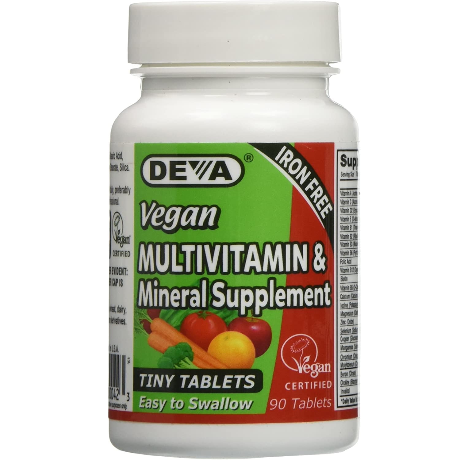 Deva Vegan Vitamins - Multivitamin Tiny Tablets W/o Iron - 90 Tablets ...