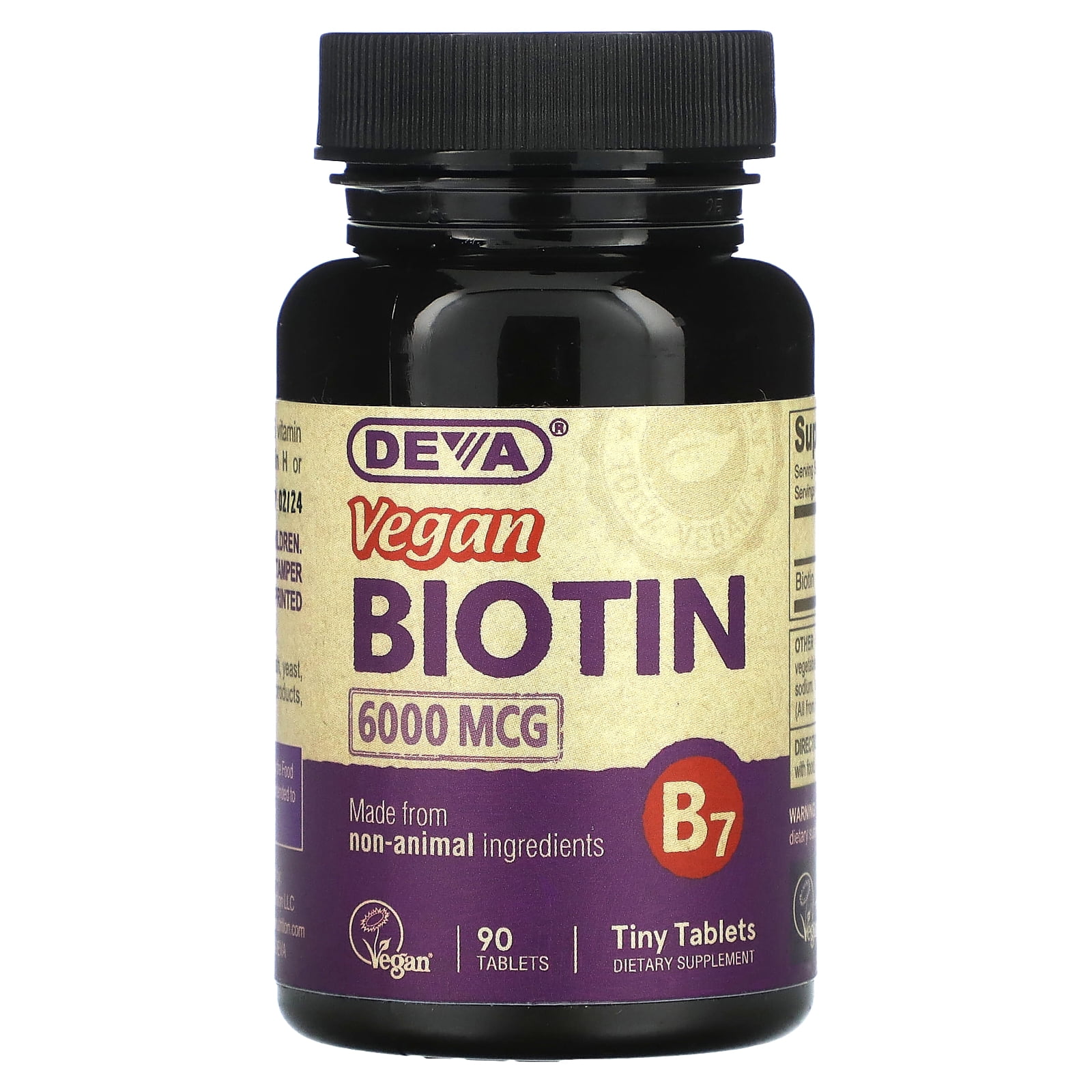 Deva Vegan Vitamins - Vegan Biotin 6000 Mcg - 90 Tablets - Walmart.com