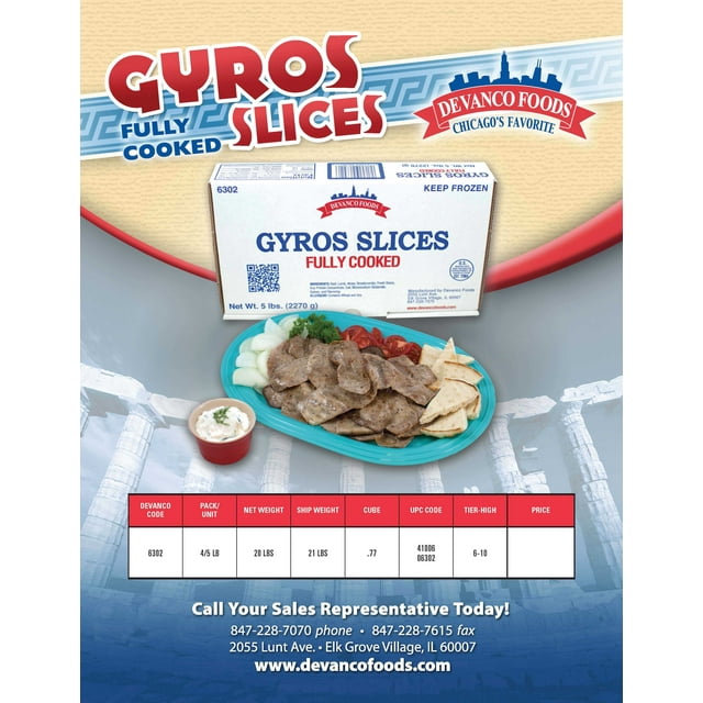 Devanco Gyro Fully Cooked Slices, 5 Pound -- 4 per case. - Walmart.com