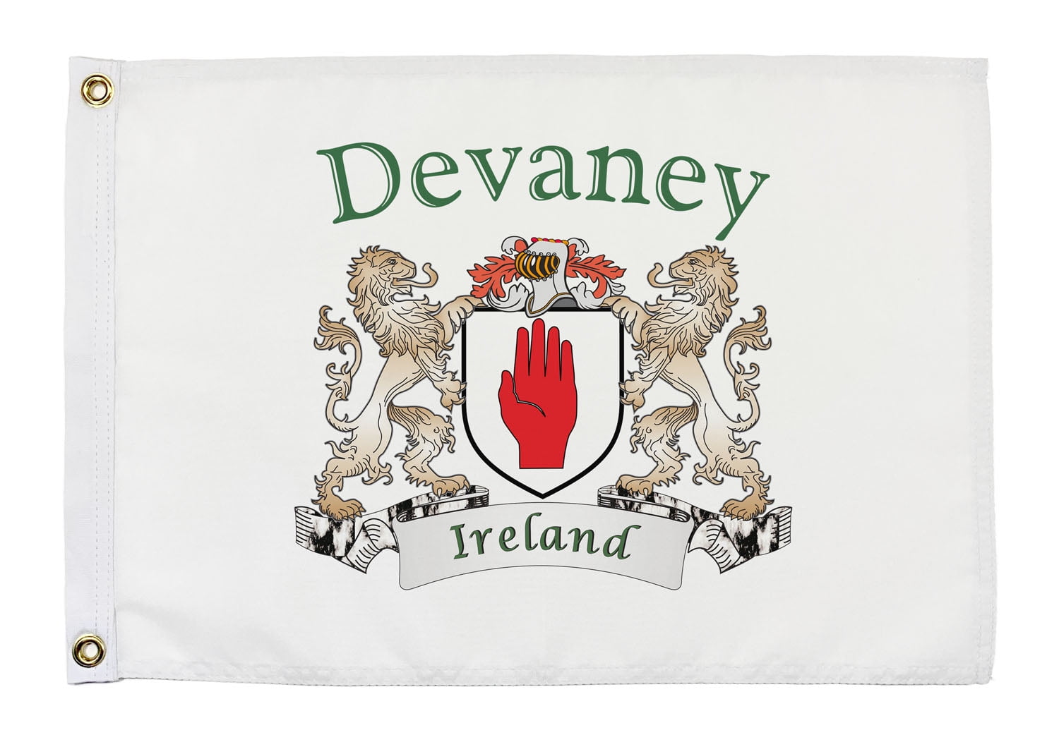 Devaney Irish Coat of Arms Small White Flag - 16"x10.5" inches ...