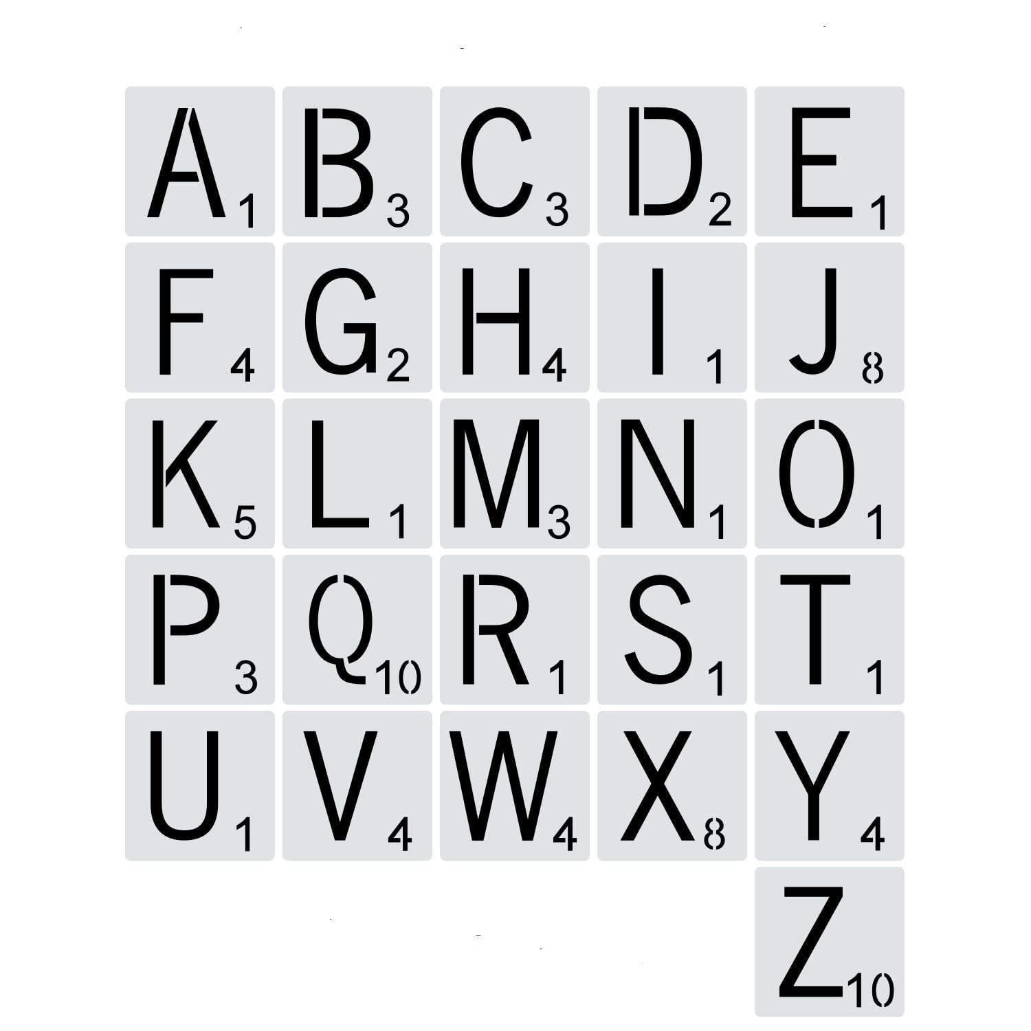 Devasya Crafts 26 Pack Scrabble Tile Stencil Letters Alphabet Stencils ...