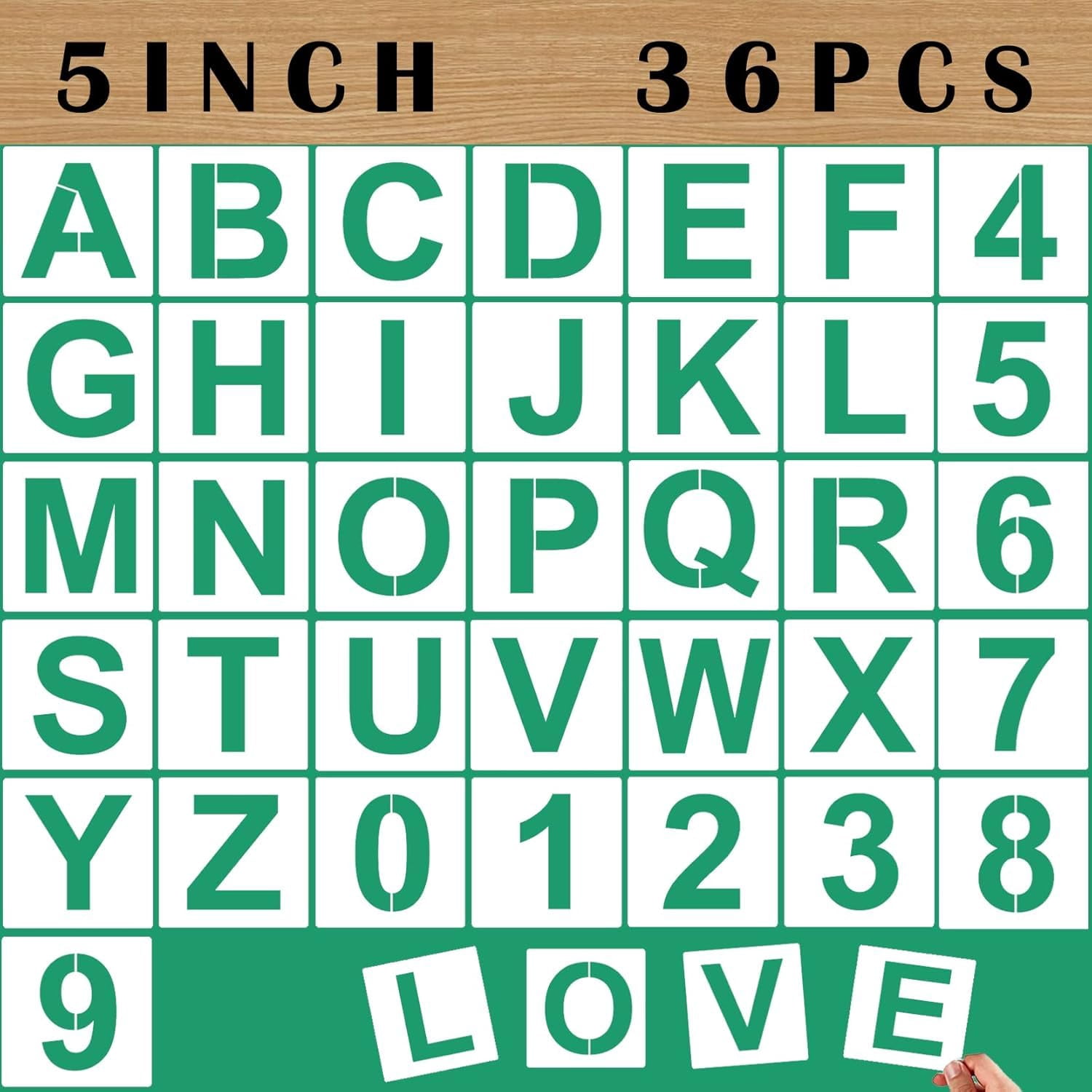 Devasya Crafts 36 Pcs 5 Large Letter Stencils and Numbers Alphabet Art ...