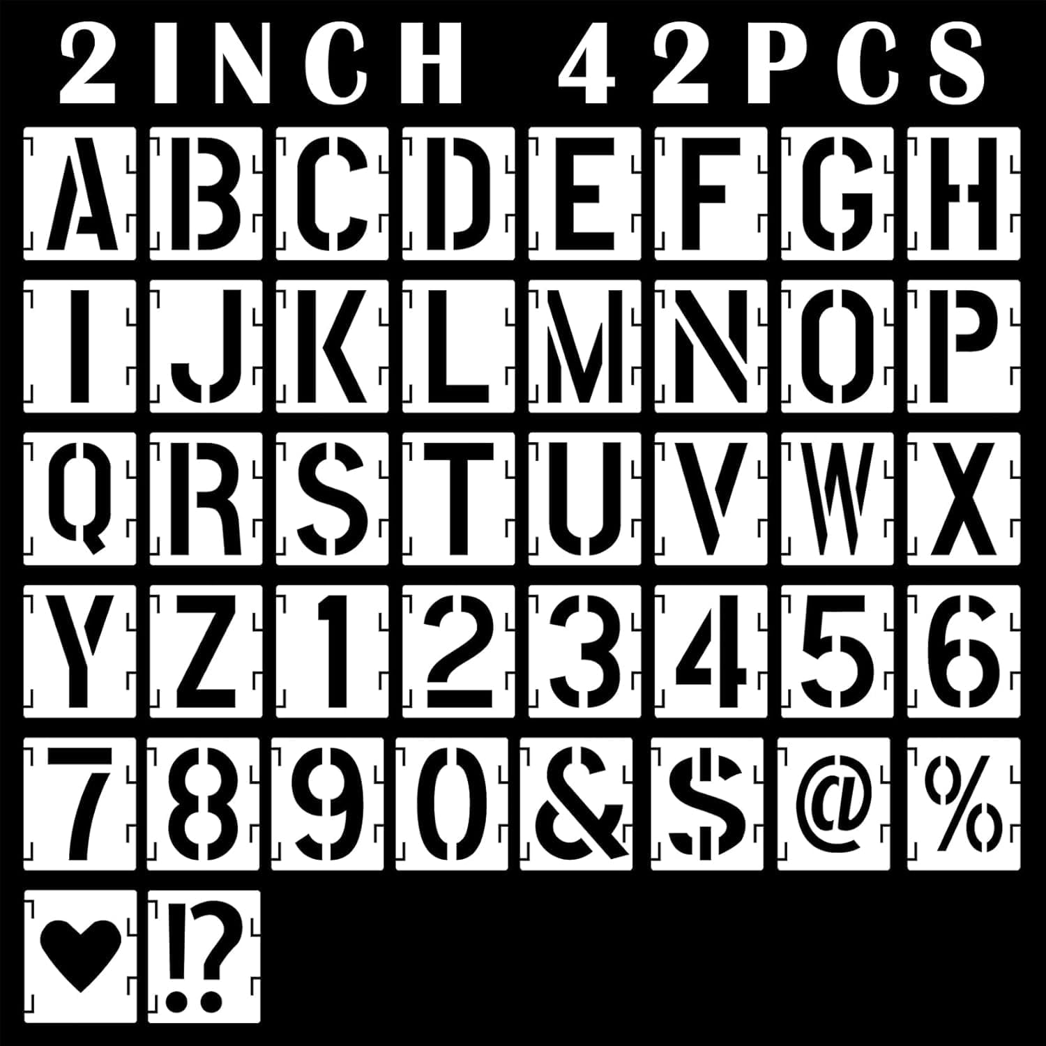 Devasya Crafts 42pcs Letter Stencils and Numbers 2 Inch Reusable ...