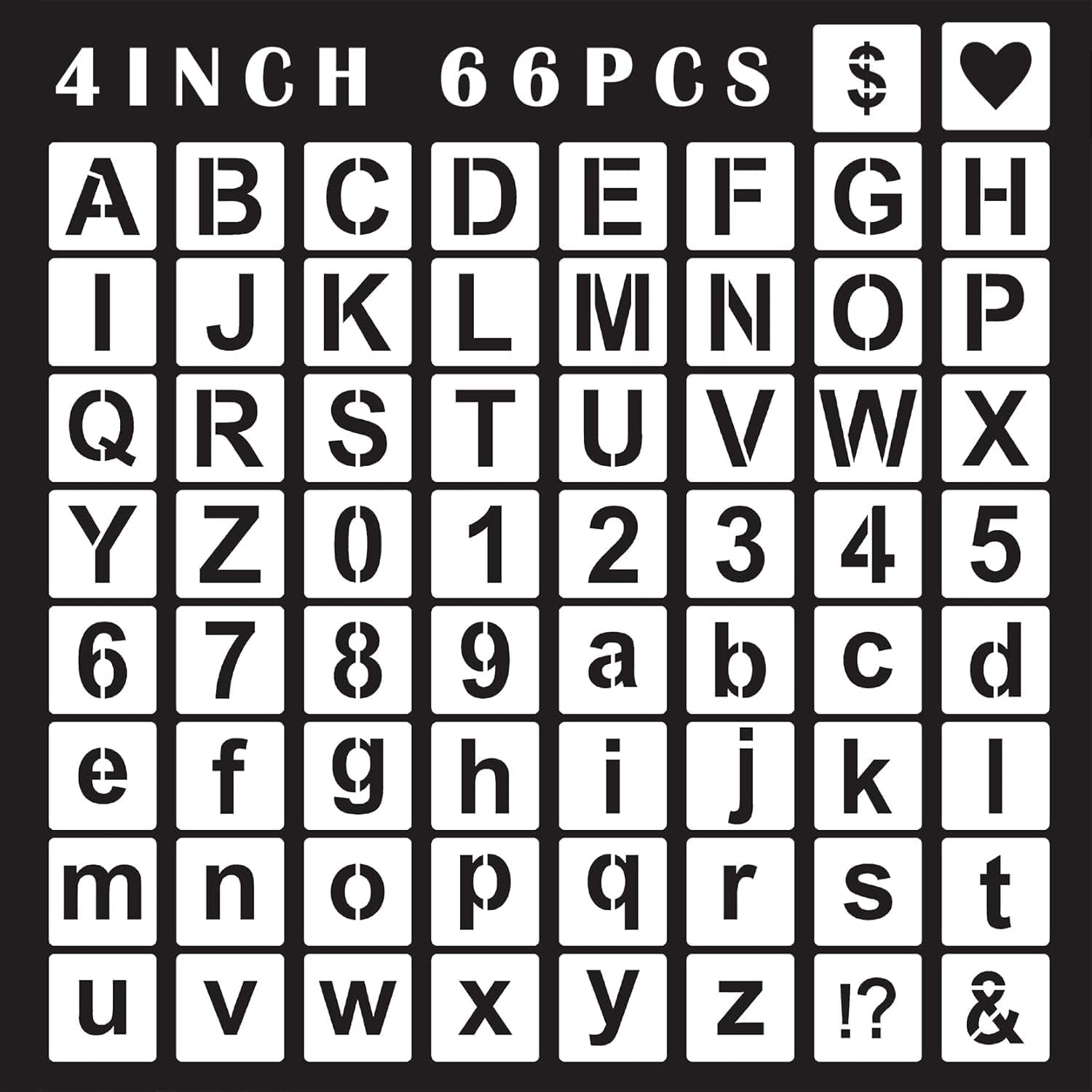 Devasya Crafts Letter Stencils Interlocking Stencils 4 Inch 66Pcs ...