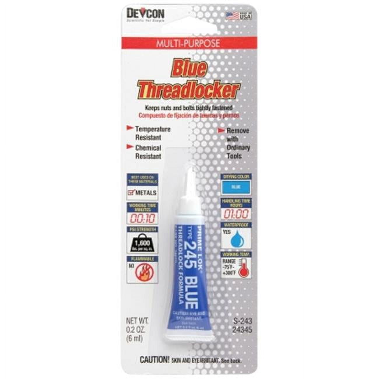 Devcon 24345 Threadlocker, Liquid, Mild, Blue, 0.2 oz Bottle - Walmart.com