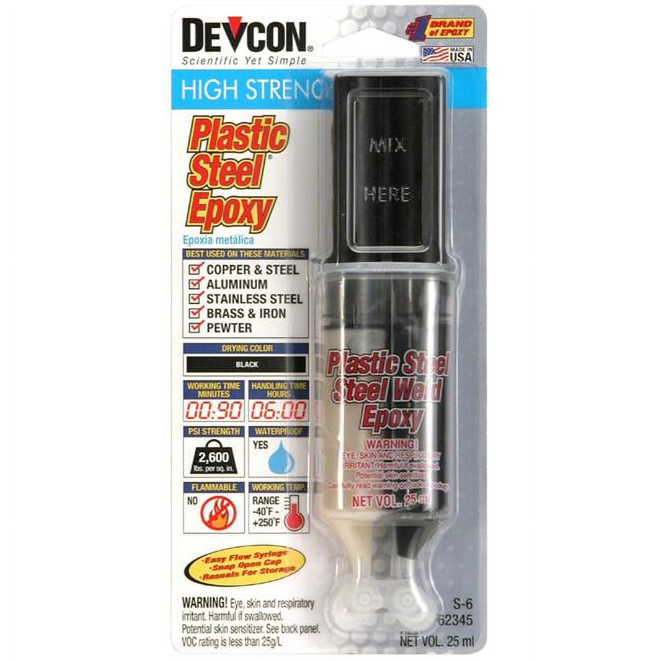 Devcon 62345 Plastic Steel Epoxy - 25 ml Dev-Tube - Walmart.com