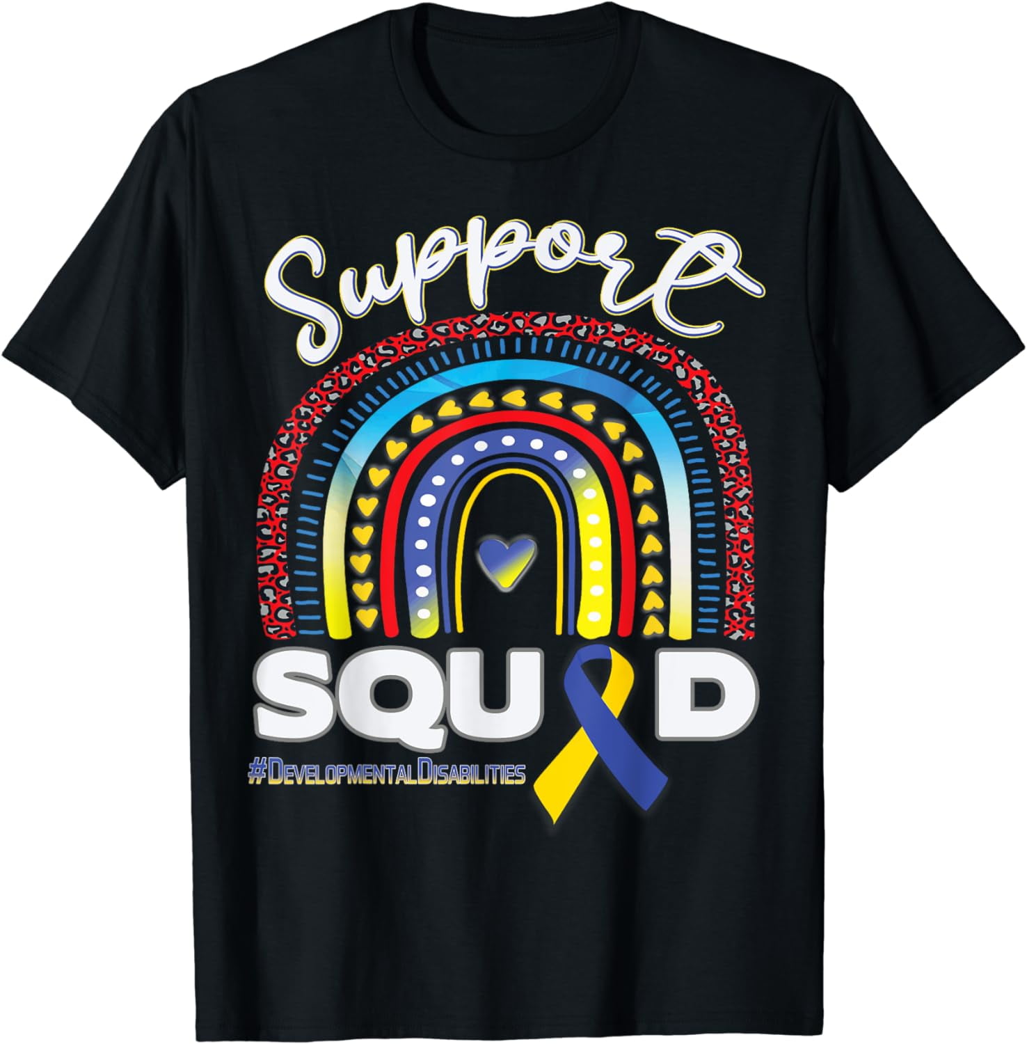 Developmental Disabilities Support Squad Blue Yellow Ribbon T-Shirt ...