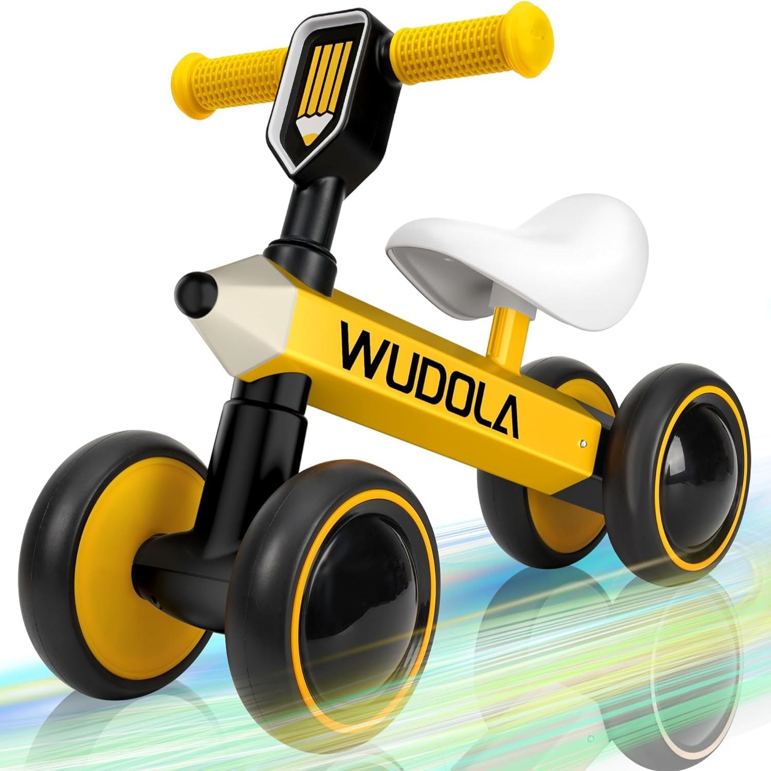 Developmental Yellow 4-Wheel Toddler Balance Bike | Strengthens Leg ...