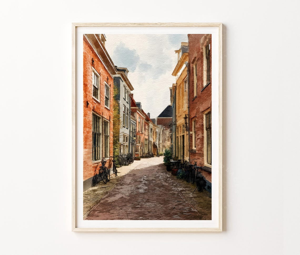 Deventer Netherlands Historic Hanseatic City Street Wall Art, Unframed ...