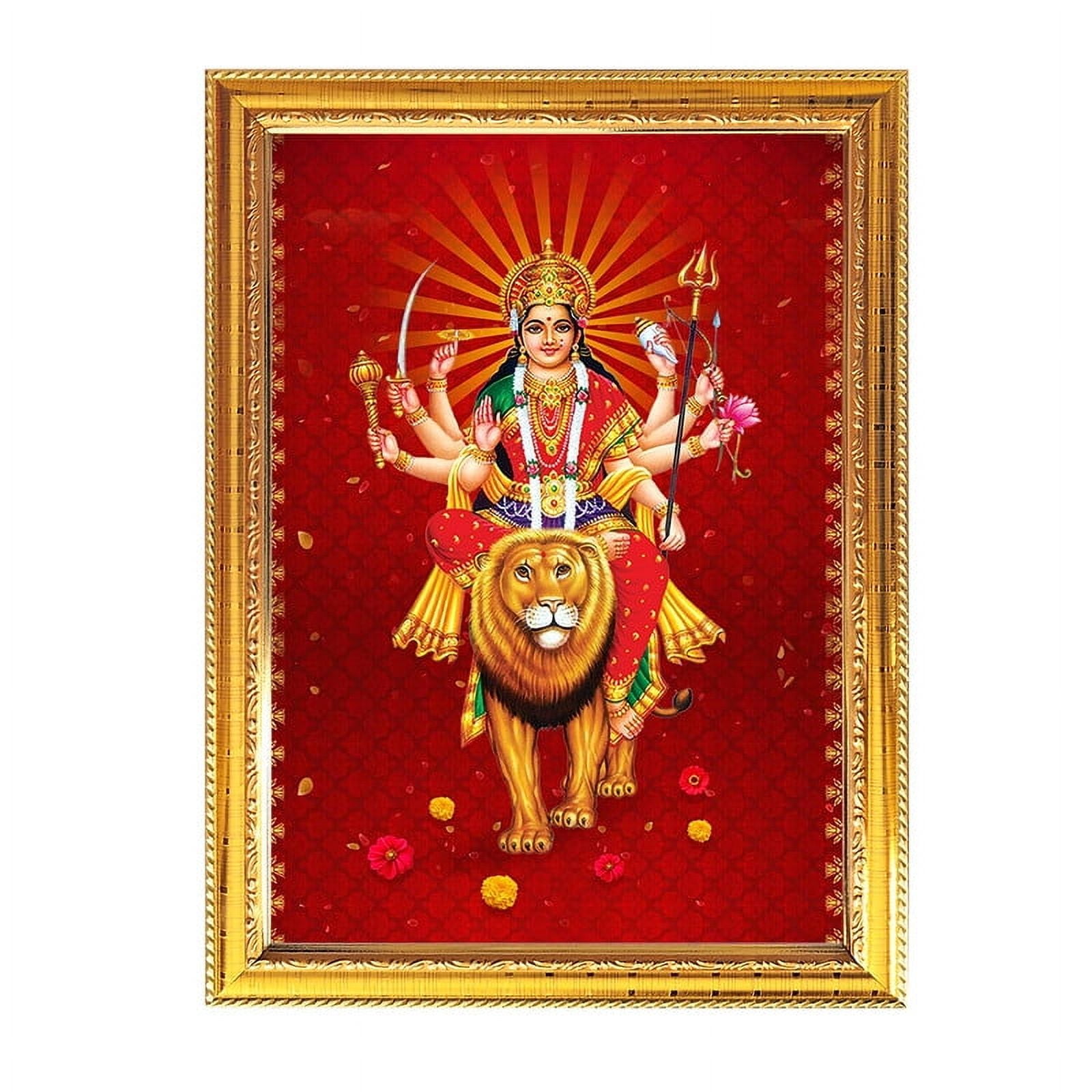 Devi Durga God Photo With Golden Frames For Pooja Indian Worship ...