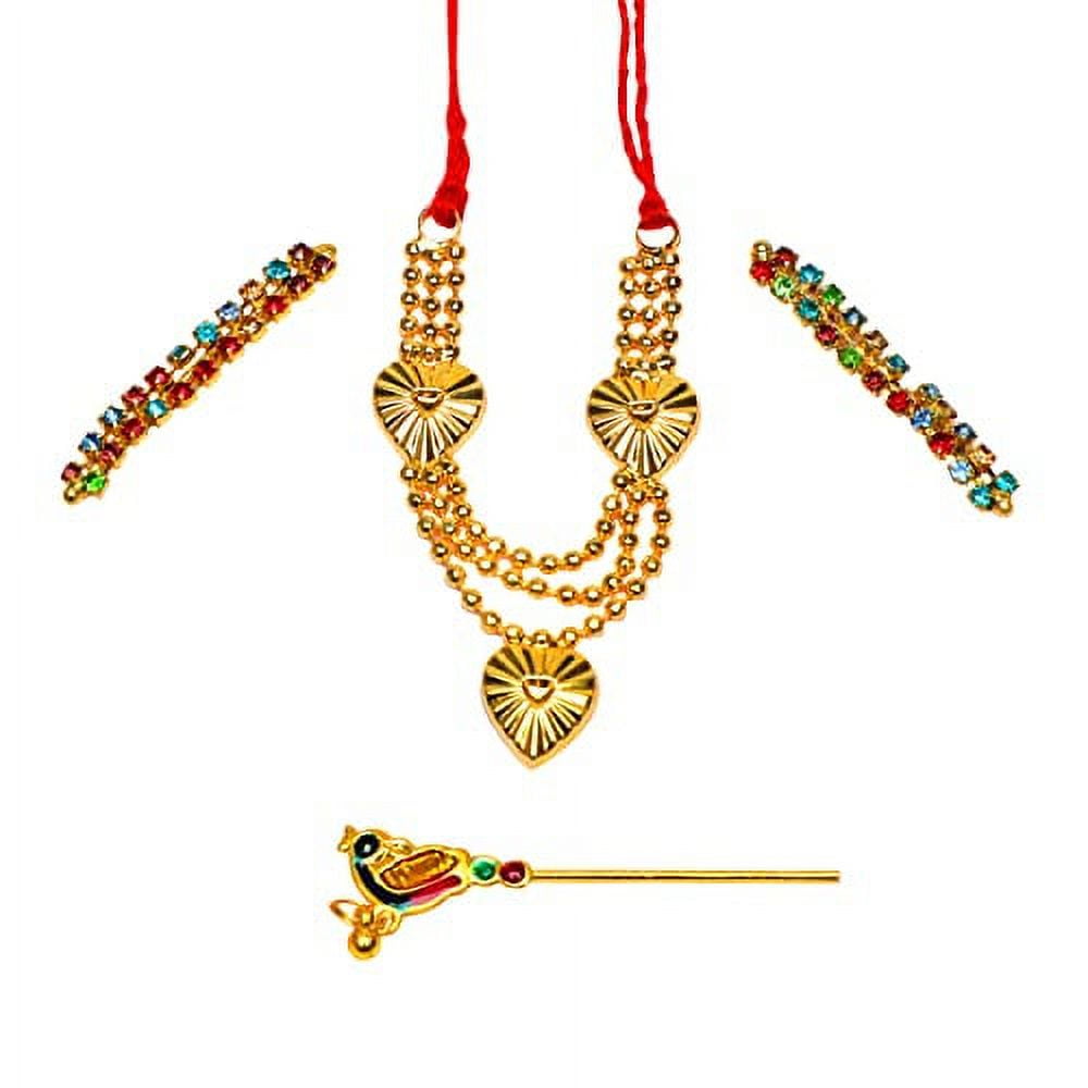 Devi Maa/Radha Rani/Laddu Gopal Shringar Set Diamond Mala & Bangles ...