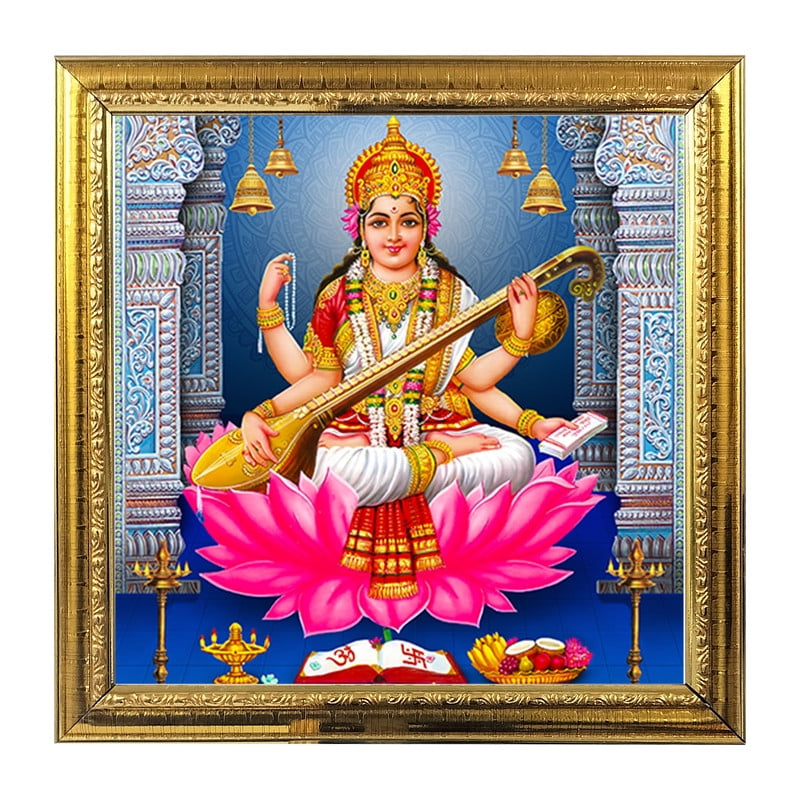 Devi Saraswati India God Idol Photo Frame for Pooja Hindu Bhagwan Devi ...