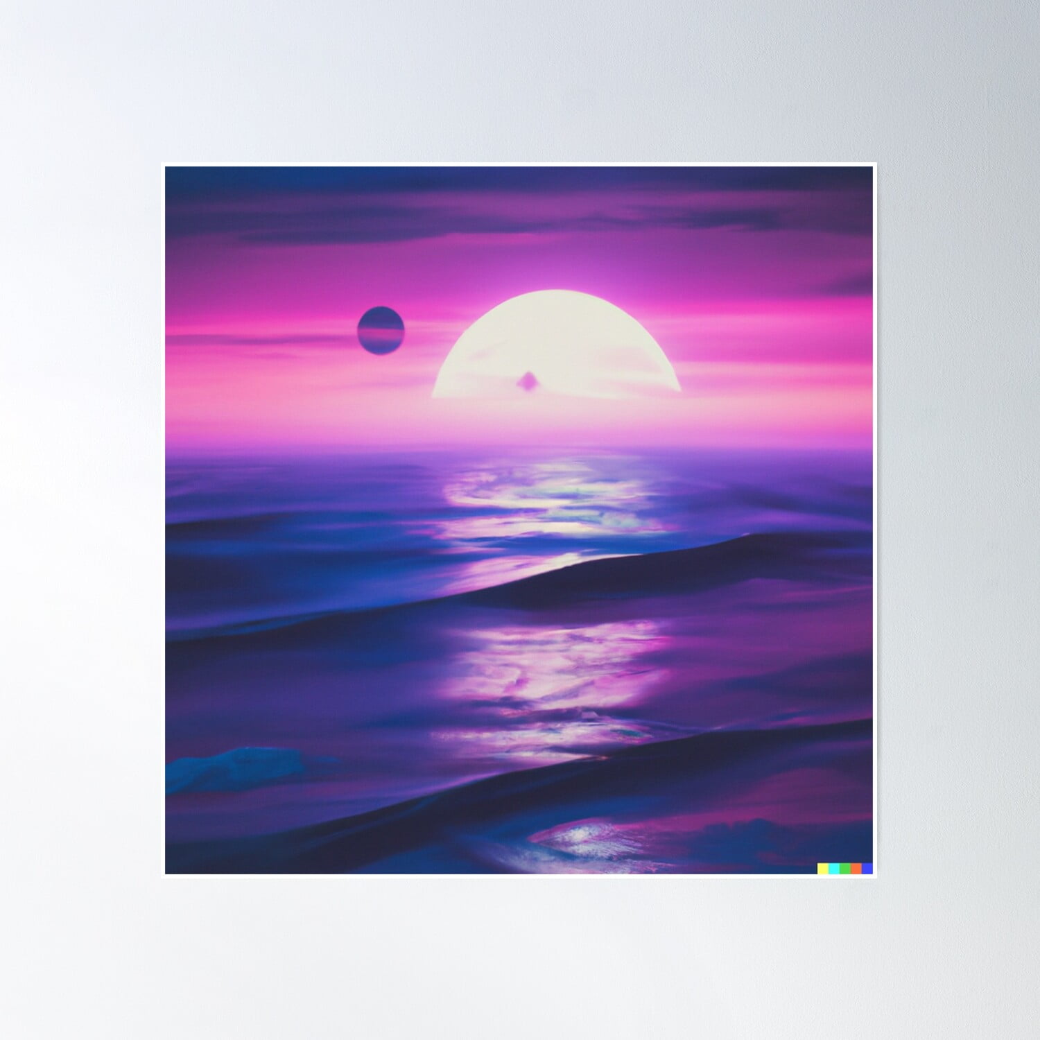 Deviant Art: Blood Moon Setting Over Blue Ocean Waves Poster Wall Art ...