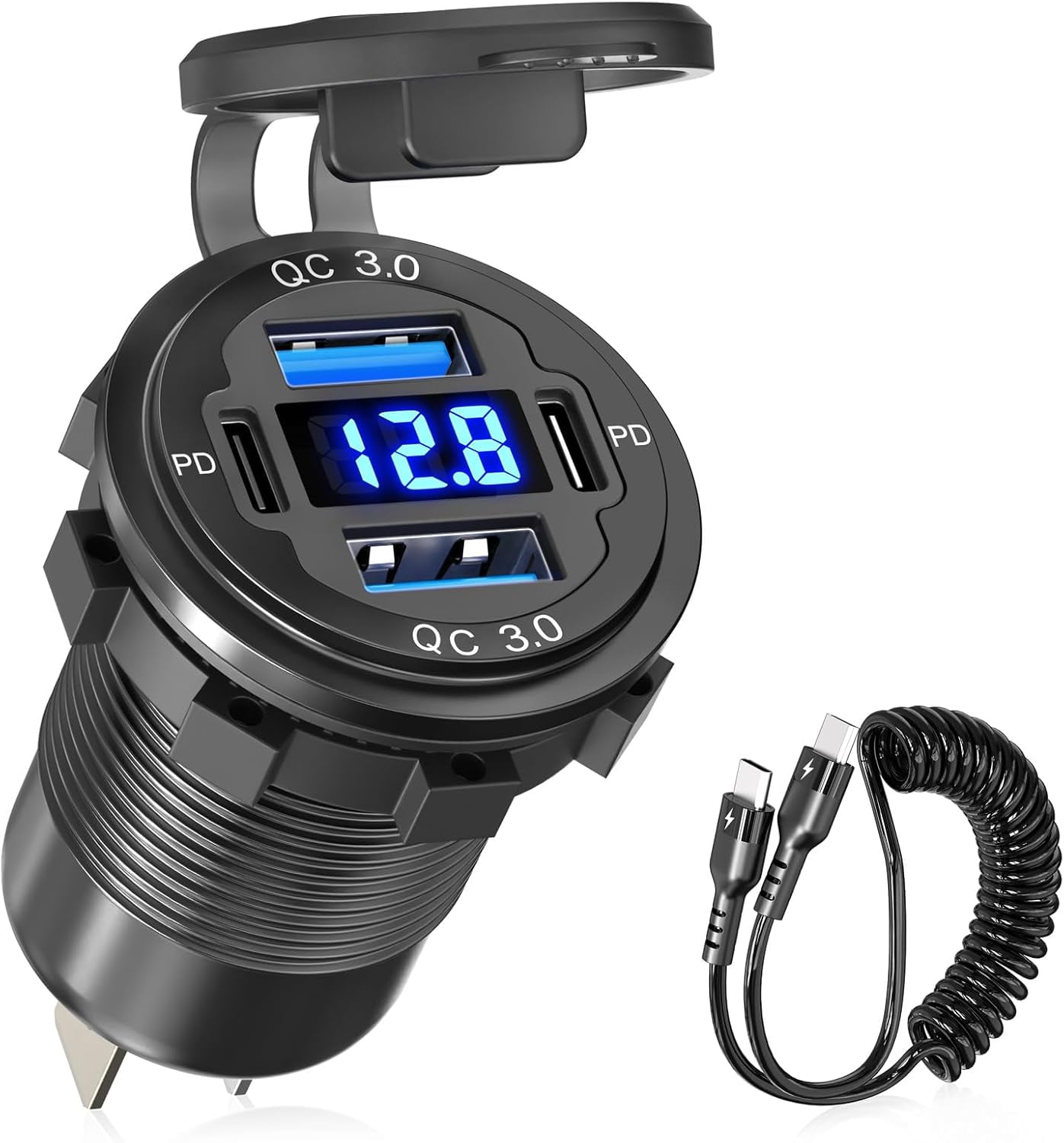 All Devices Simultaneously】This USB 12v socket has a longer design ...