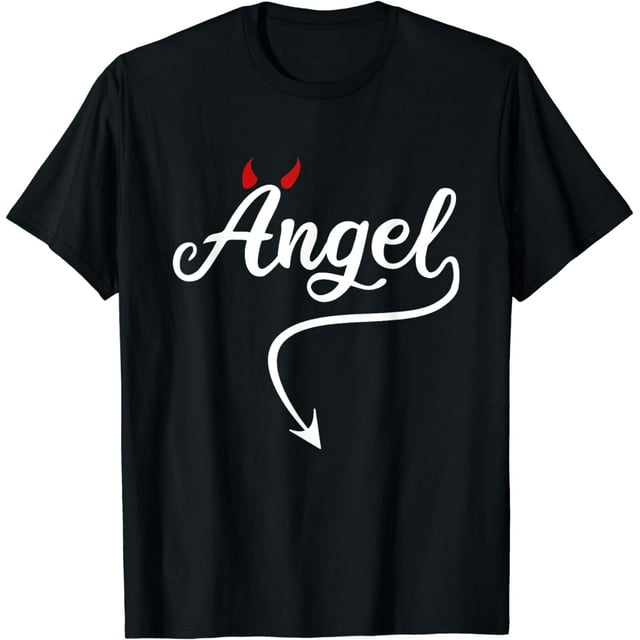 Devil Angel Costume Angel vs Devil Angel and Devil Halloween T-Shirt ...