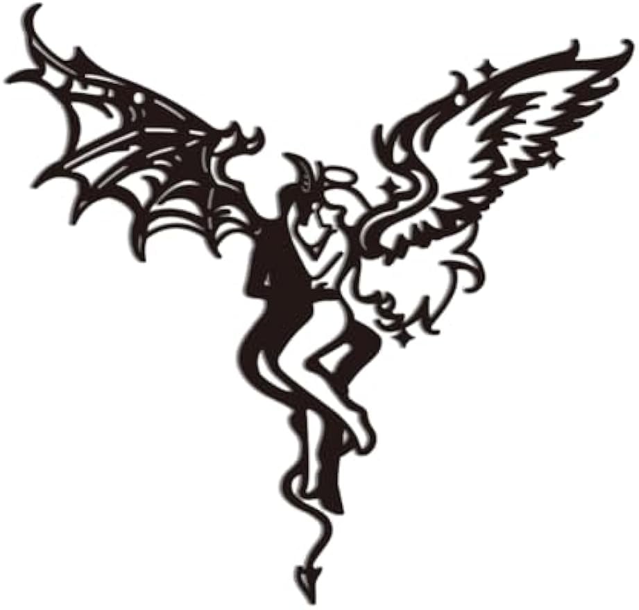 Devil and Angel Metal Wall Art Decor Fairy Tale Theme Wall Silhouette ...