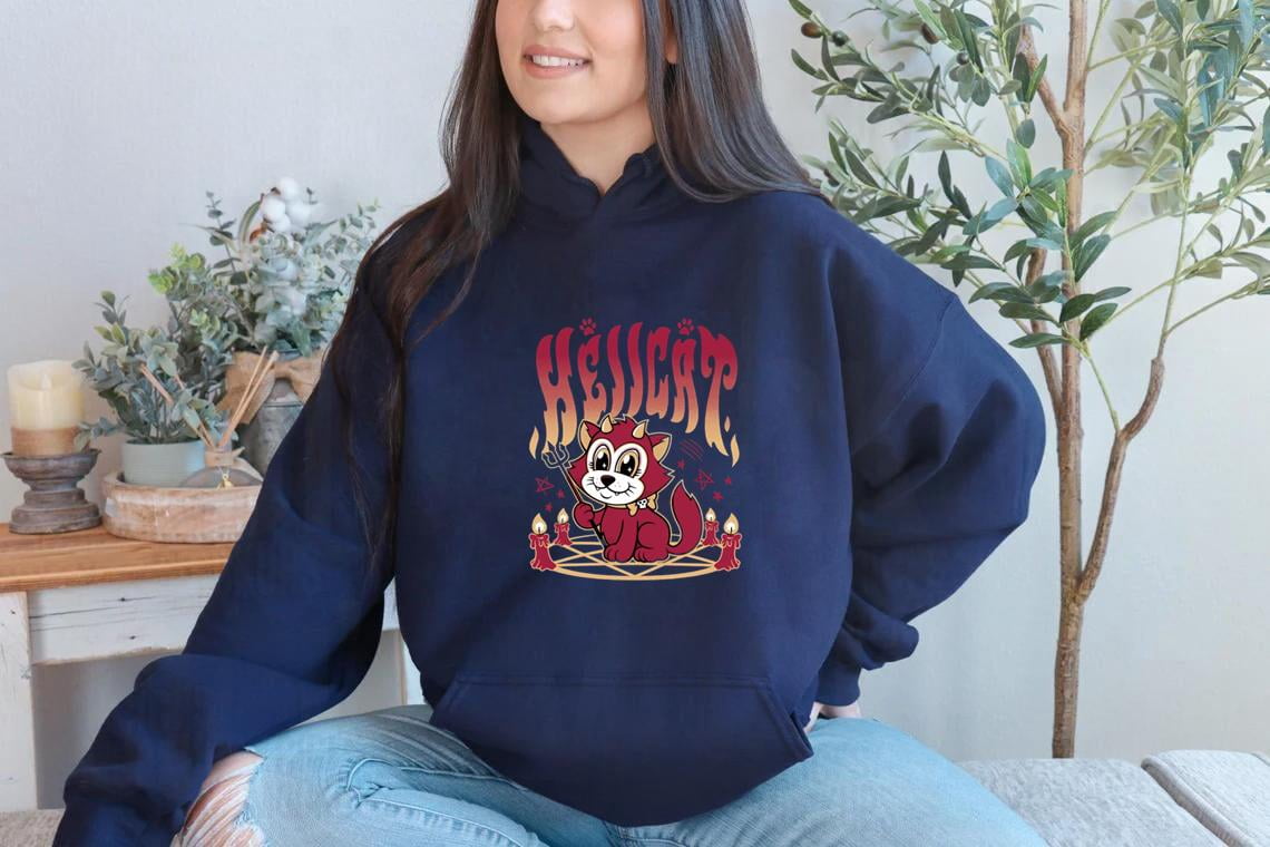 Devil Cat Hoodie Hellcat Kawaii Chonky Pet with Humor, for men & women ...