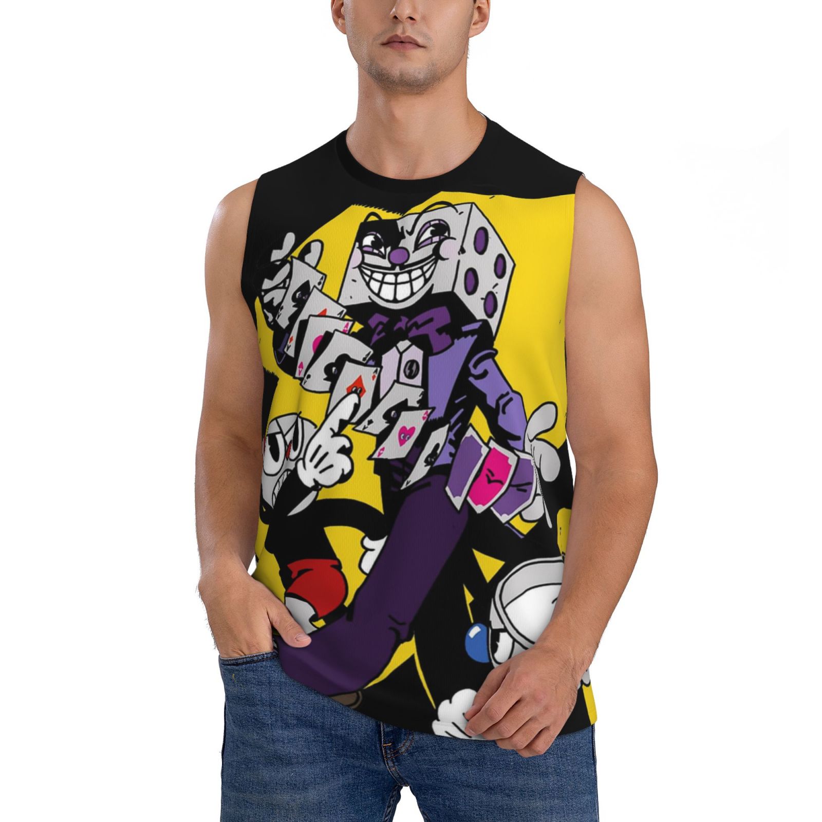 Devil Cuphead Mugman Men's Tank Top Lightweight Summer Sleeveless Tee ...