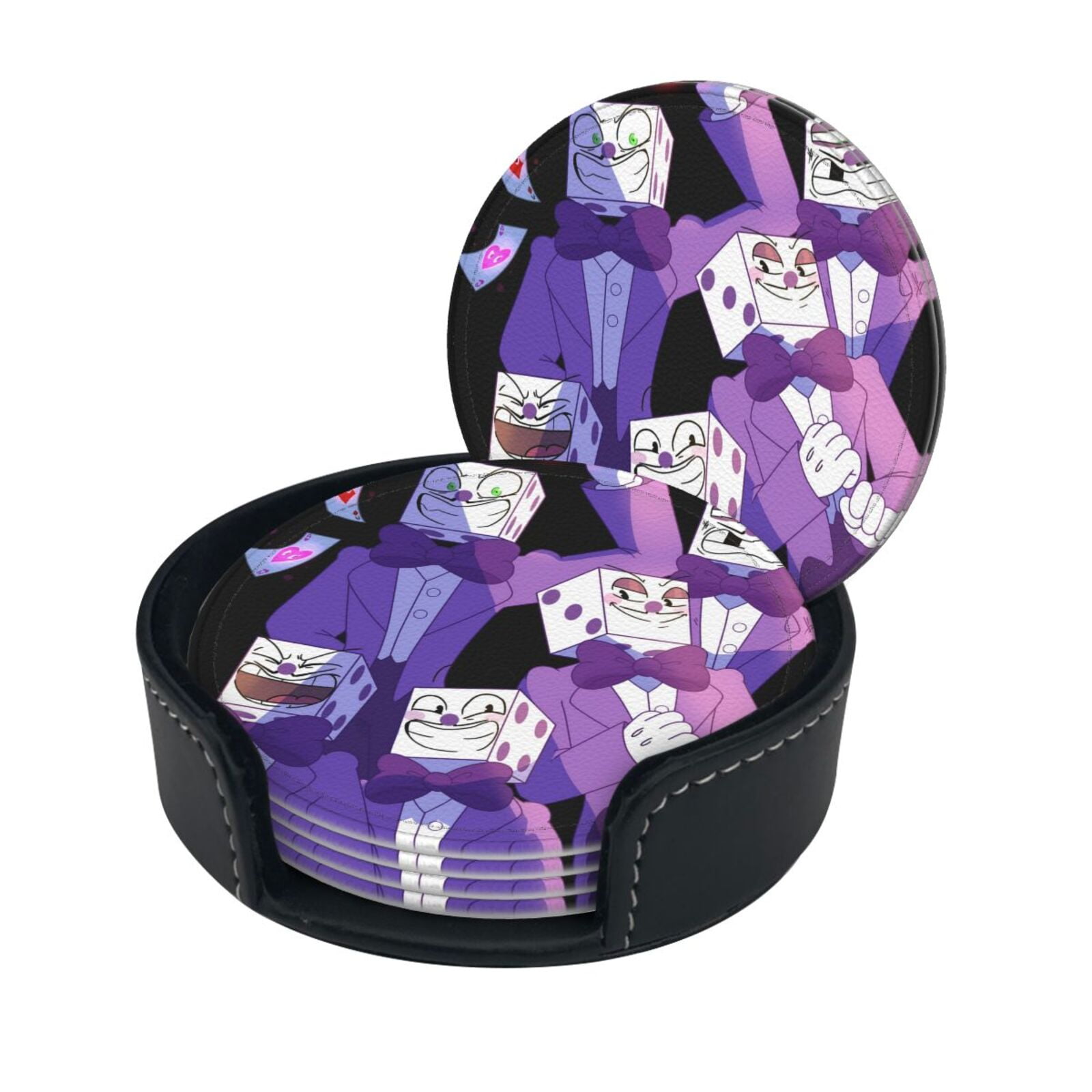 Devil Cuphead Round Coaster Set Of 6 Tabletop Protection Mats Leather ...