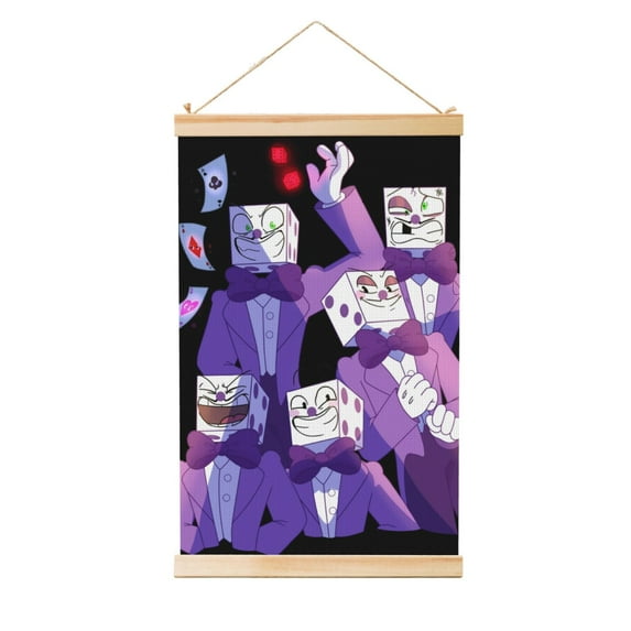 Devil Cuphead Wooden Shaft Hanging Poster Canvas Wall Hanging Banner ...