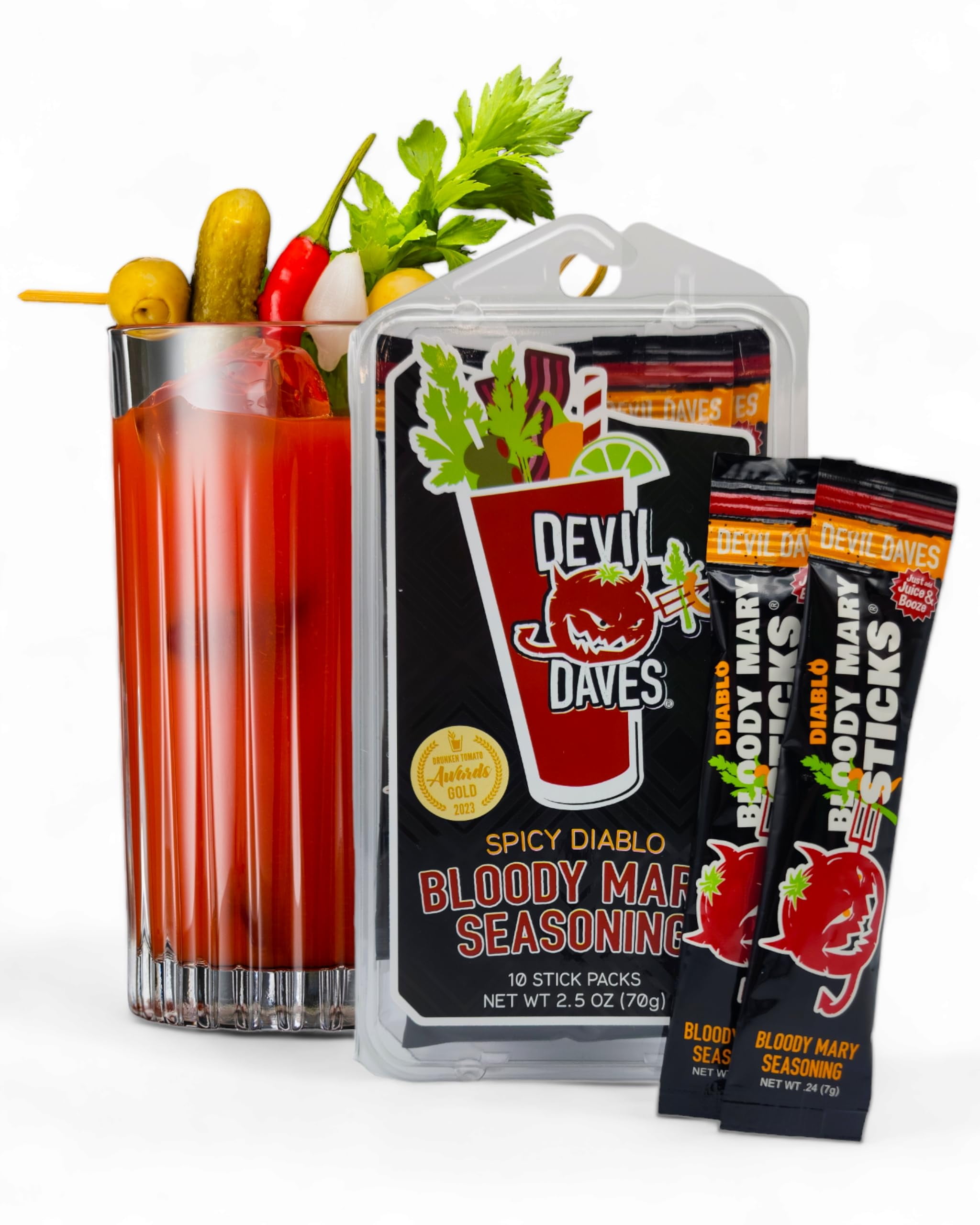 Devil Daves Diablo Bloody Mary Stick Packs H2FSD| Singles To Go - Turns any tomato juice into ...