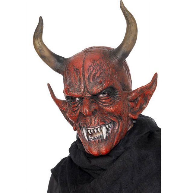 Devil Demon Mask Adult Red Bone Halloween Costume Accessories One Size ...