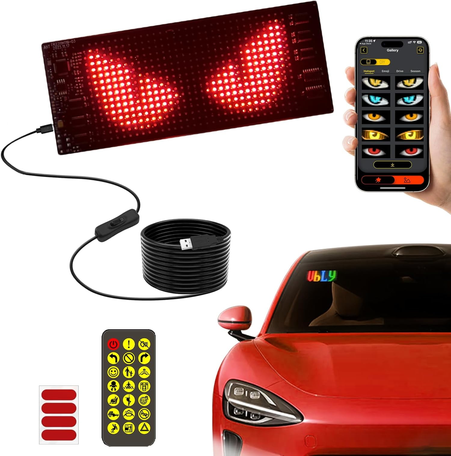 Devil Eye Lights for Windshield 6.8"x 2.8" [ Chip, Synced Dual Screen ...