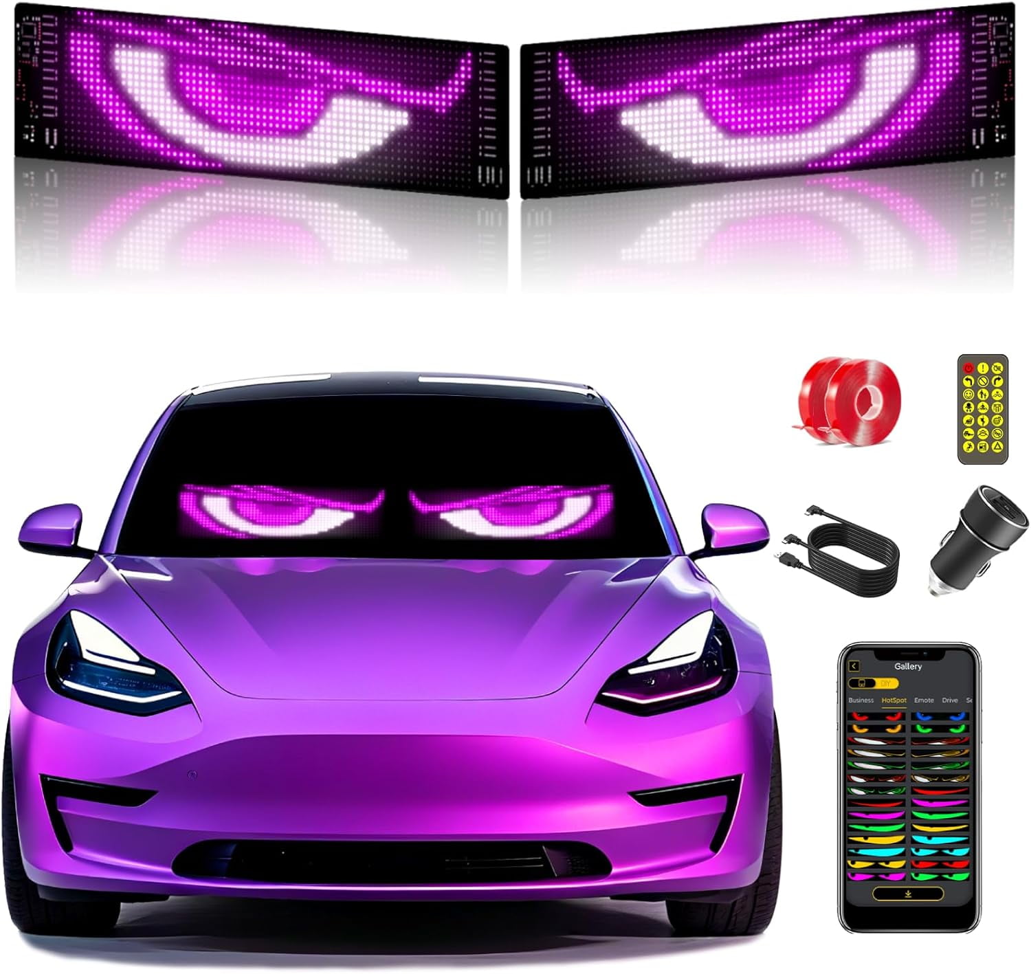 Devil Eyes Car Lights (2 Pack) – 15x4 Inch Dual LED Windshield Lights ...