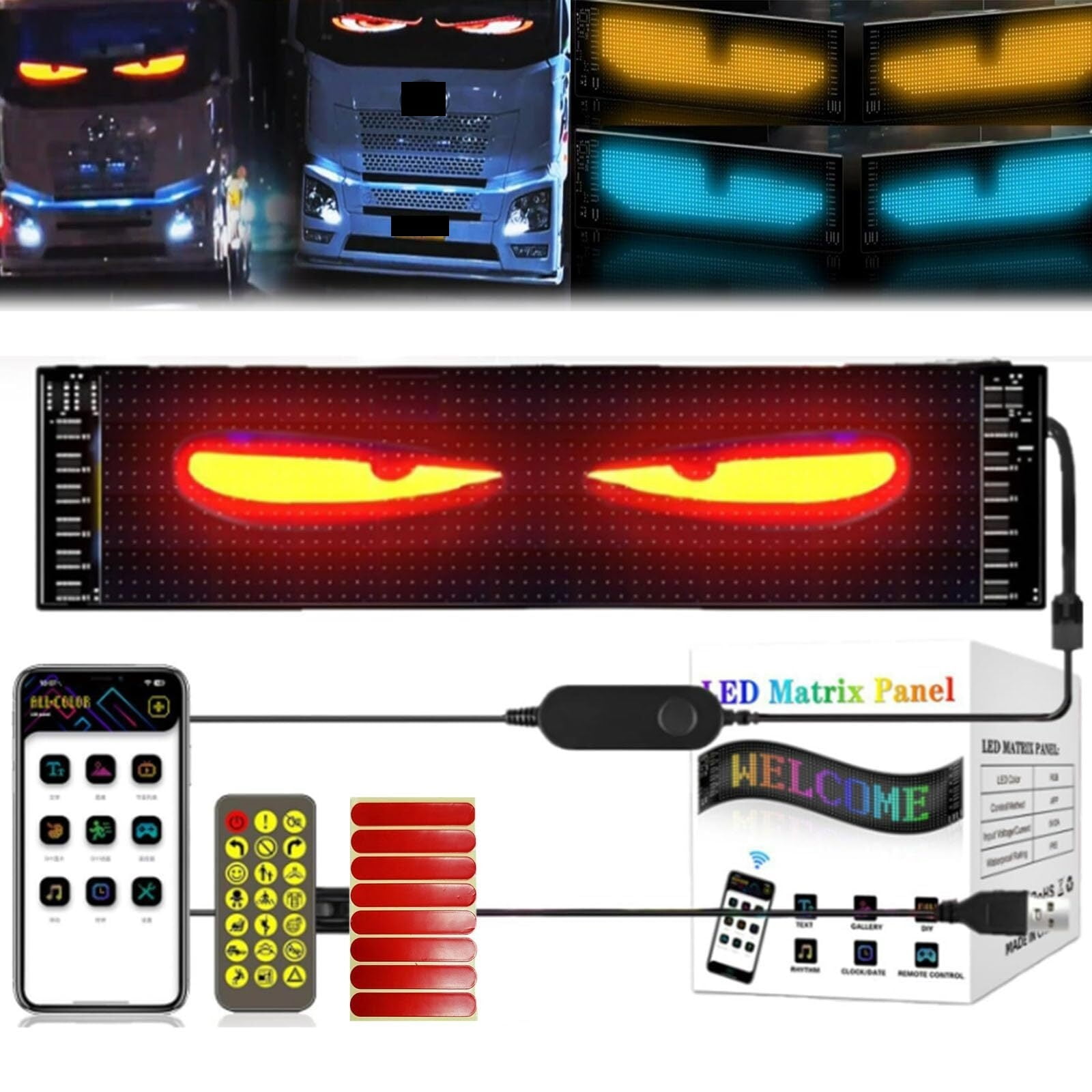 Devil Eyes LED Light for Cars, Eyes Light, Large Programmable Flex LED ...