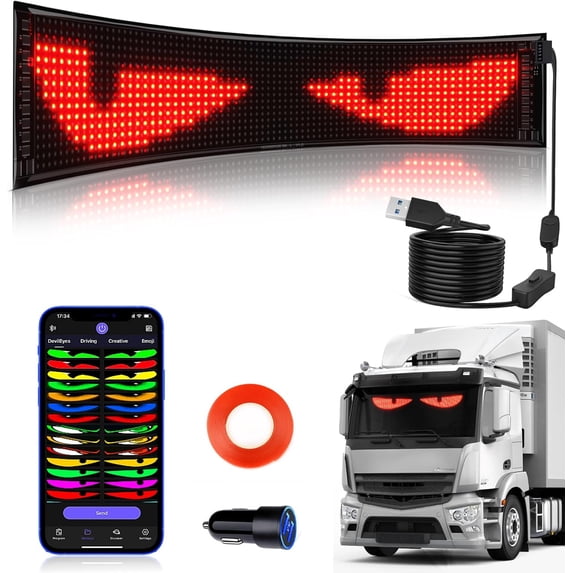 Devil Eyes Light for , 23.6''x4.7'' Flexible Display for Window ...