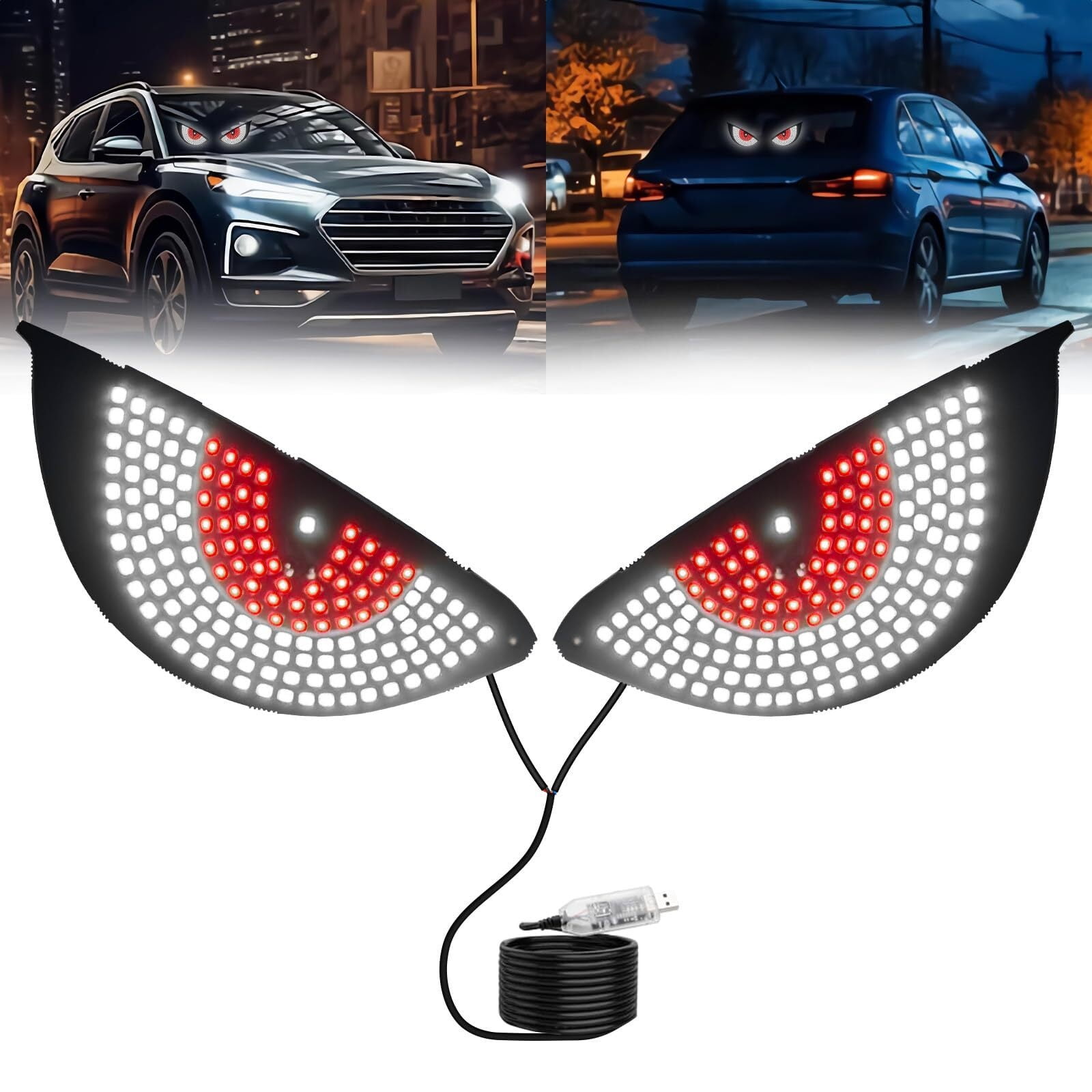 Devil Eyes Light for Car Windshield, Animated LED Eye Display, USB Plug ...