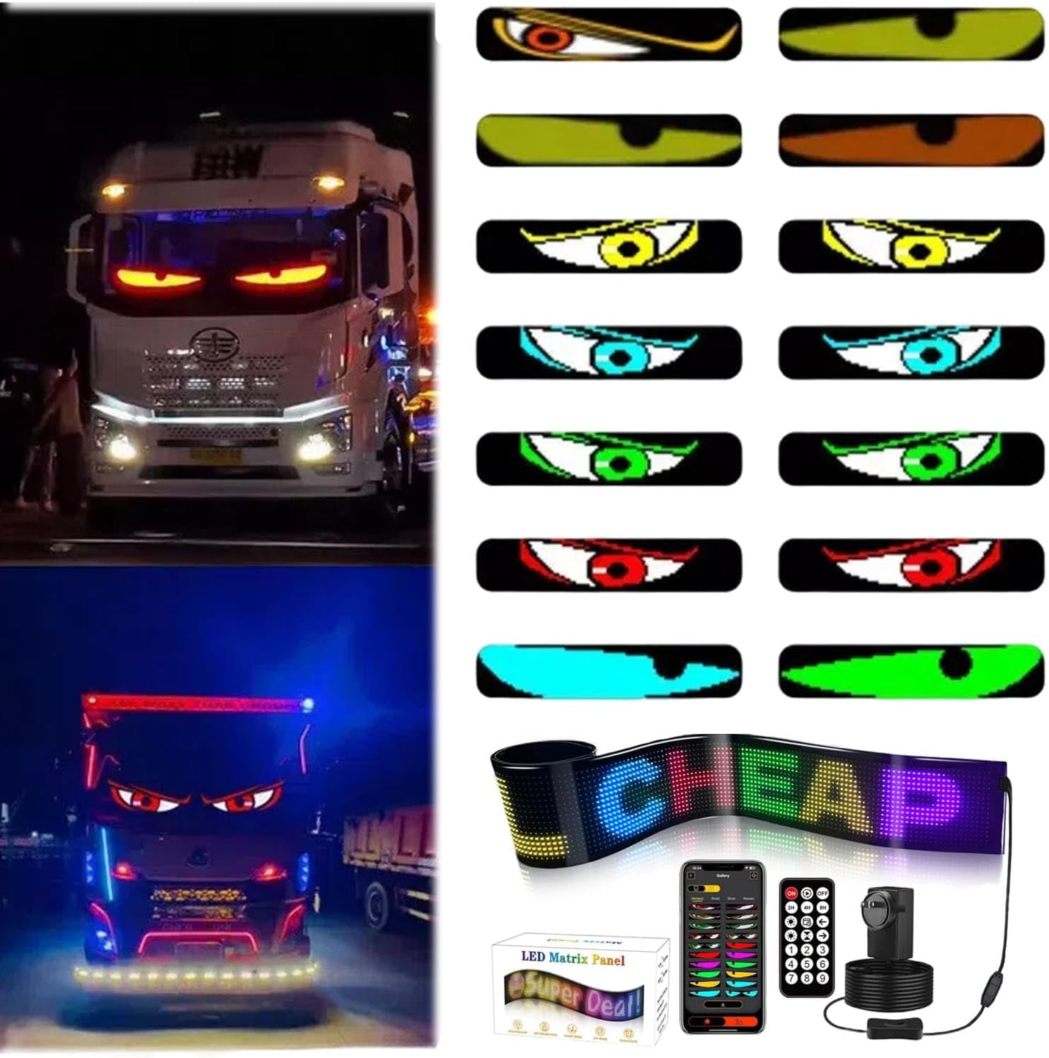 Devil Eyes Light for Car Windshield - Flexible LED Digital Display, Car ...