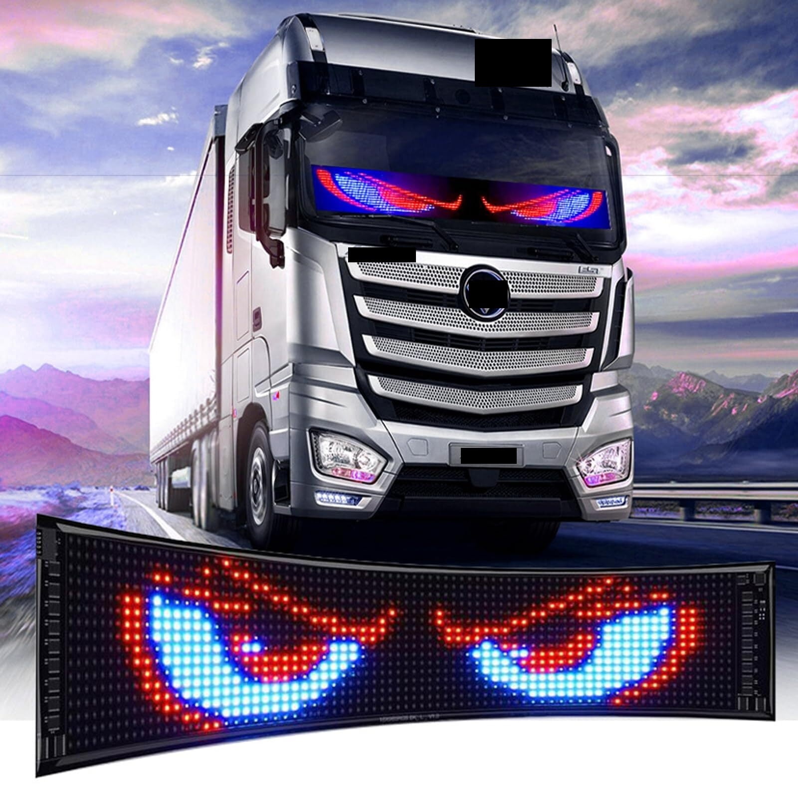 Devil Eyes Light for Cars, 35.4''x7.6'' Large Flexible LED Display Screen, Programmable ...