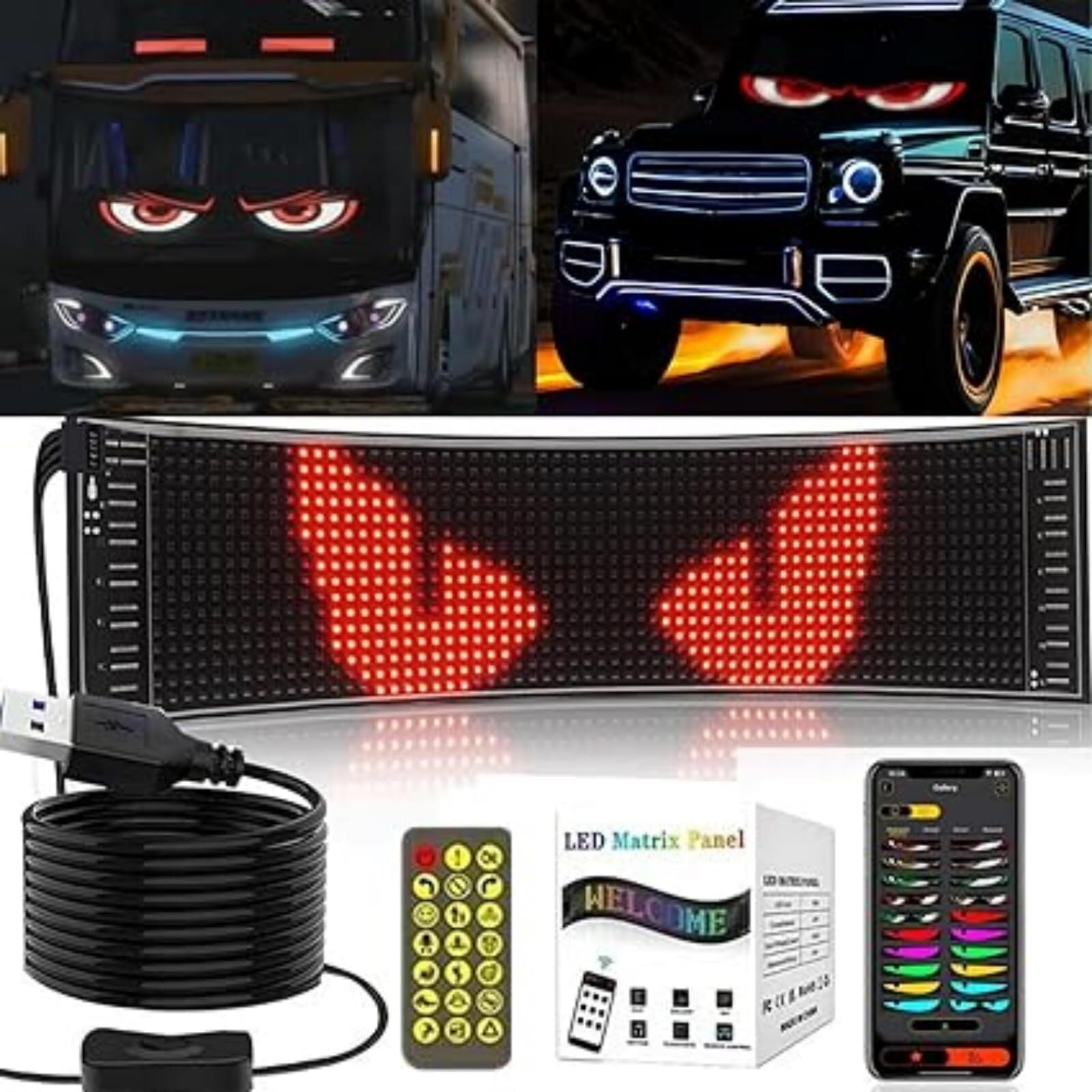 Devil Eyes Light for Cars, Colorful Eye Lamp Soft Screen for Car Windows, Car Truck Windshield ...