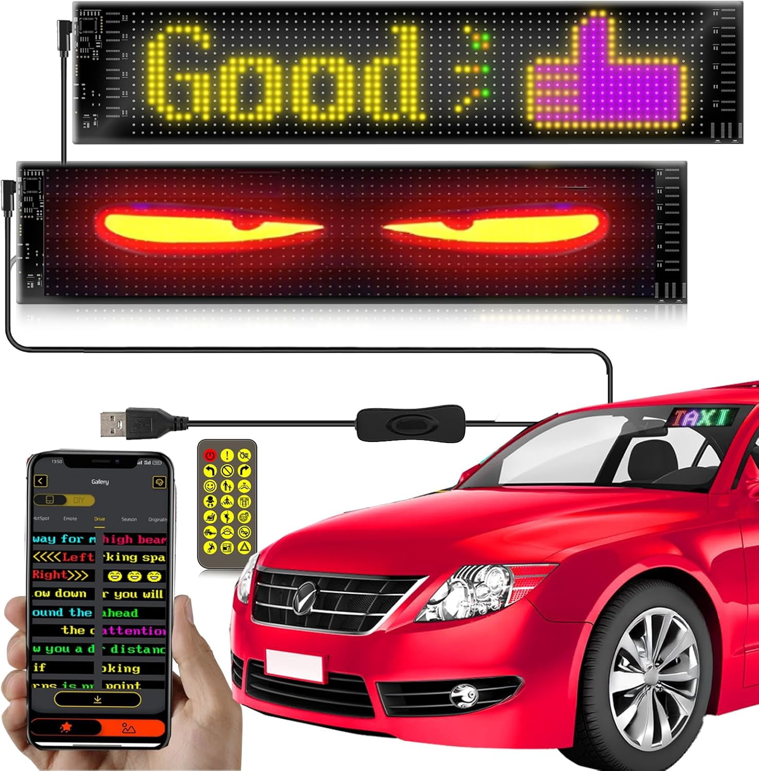 Devil Eyes Light for Cars, Colorful Eye Lamp Soft Screen for Car ...