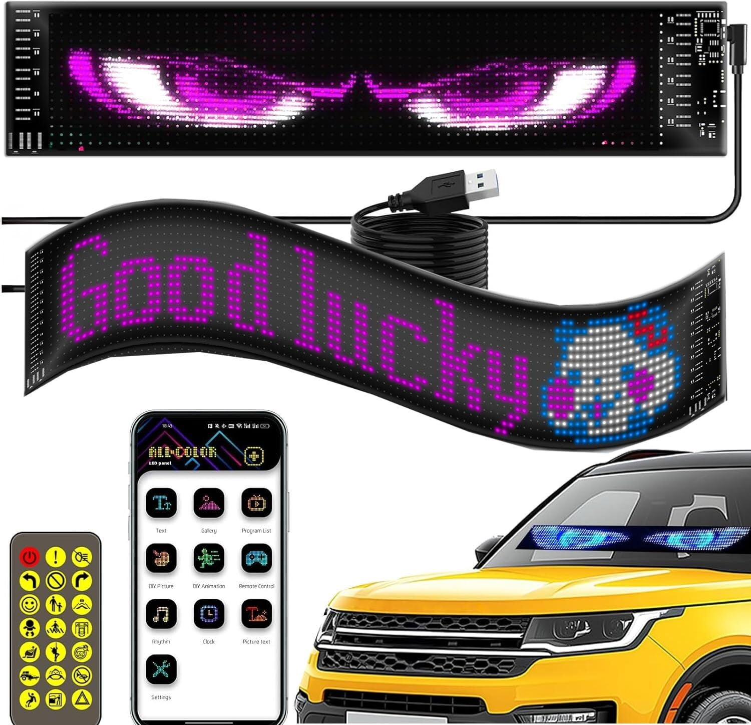 Devil Eyes Light for Cars, Colorful Eye Lamp Soft Screen for Car ...