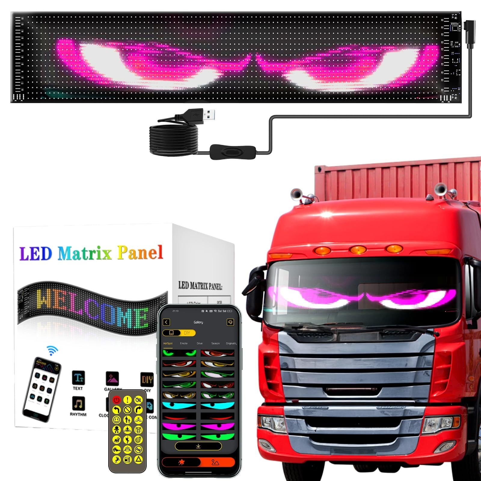 Devil Eyes Light for Cars, Colorful Eye Lamp Soft Screen for Car ...