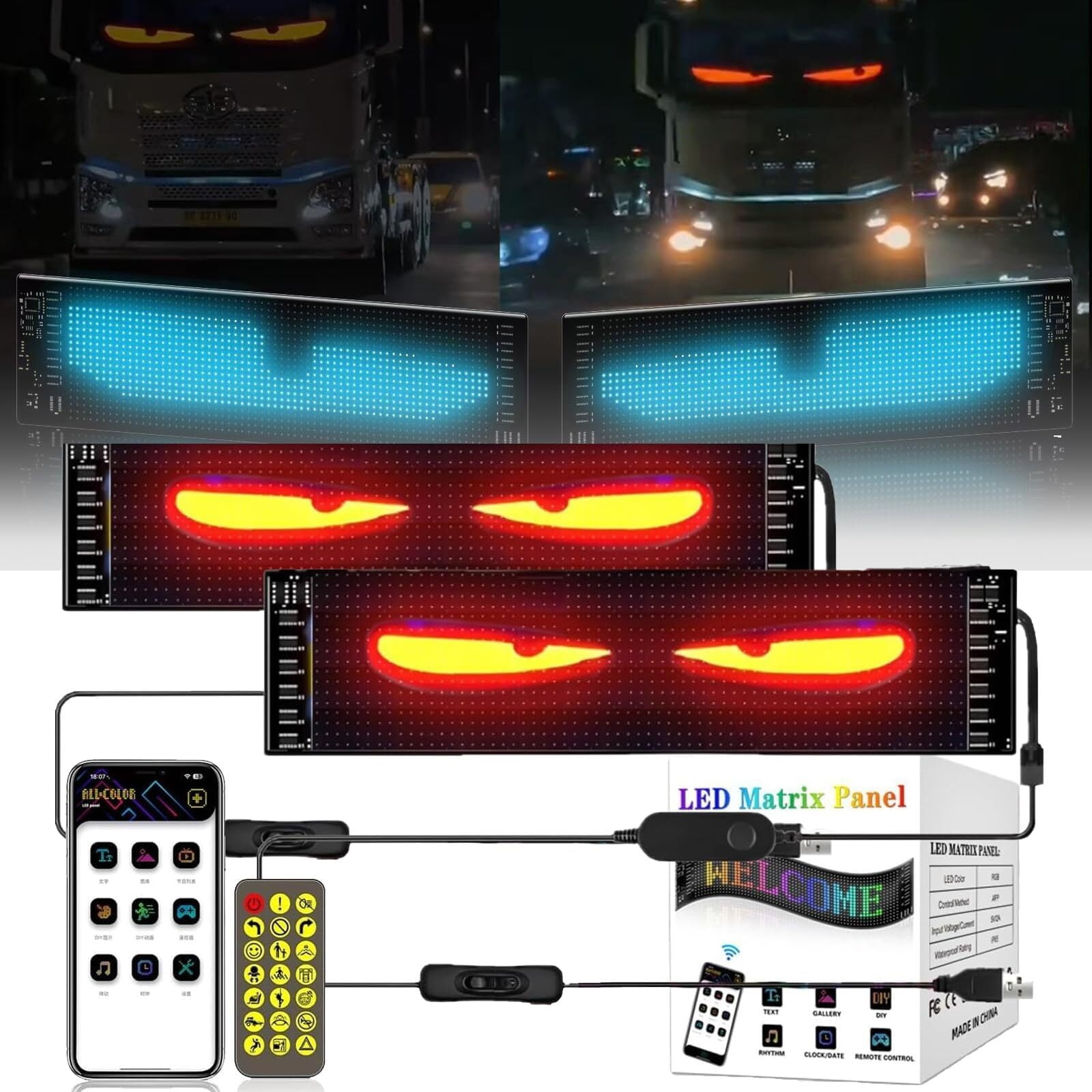 Devil Eyes Light for Cars, LED Eyes for Car, Colorful Eye Lamp Soft ...