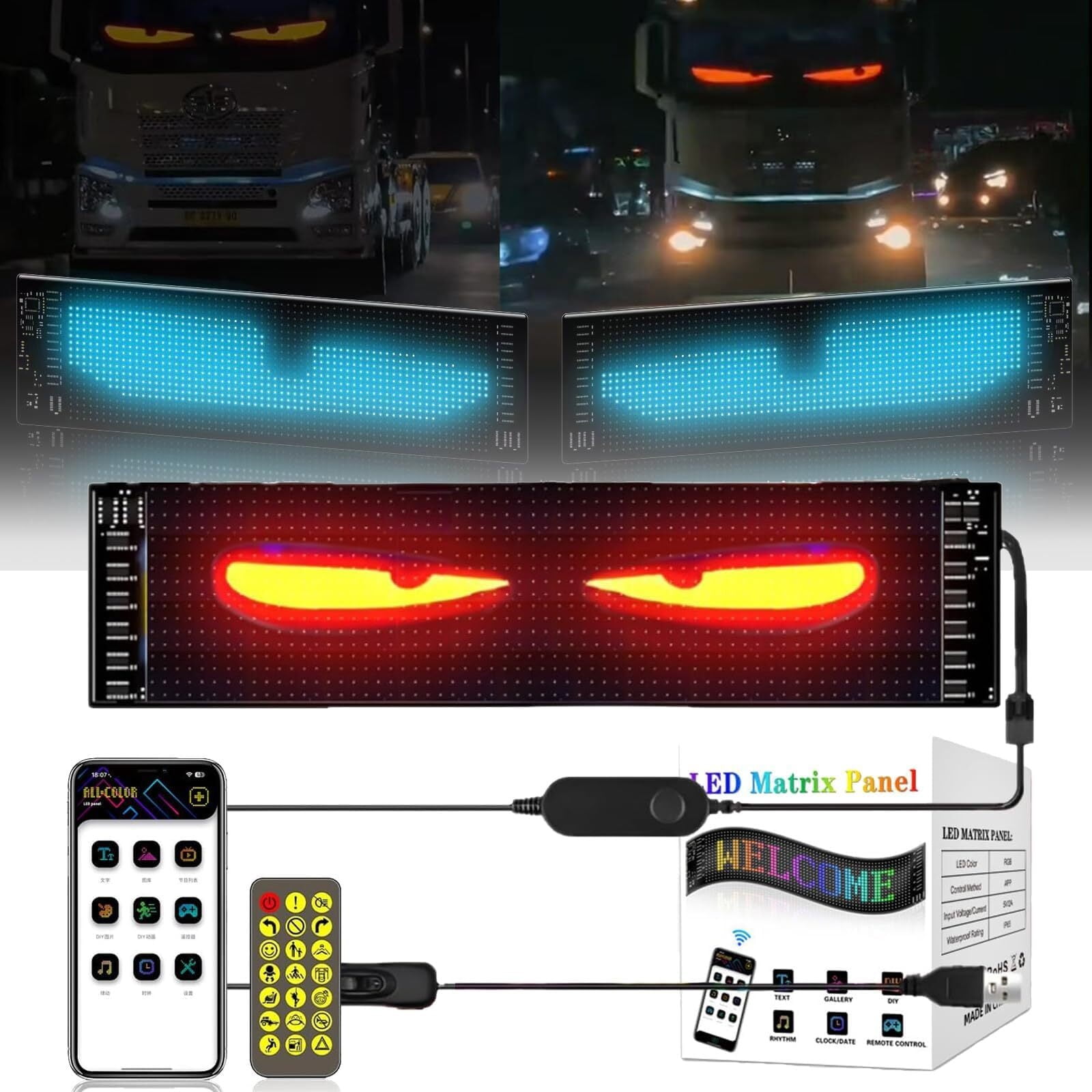 Devil Eyes Light for Cars, LED Eyes for Car, Colorful Eye Lamp Soft ...