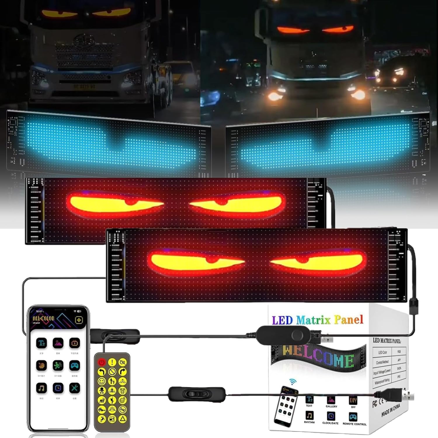 Devil Eyes Light for Cars, LED Eyes for Car, Colorful Eye Lamp Soft ...