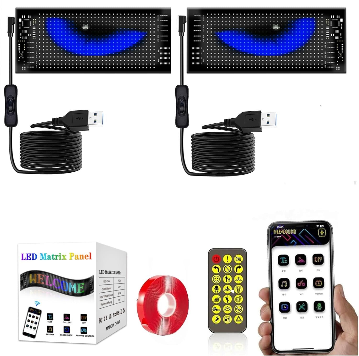 Devil Eyes Light for Cars,Programmable LED Eyes for Car, 4 x 14inch ...