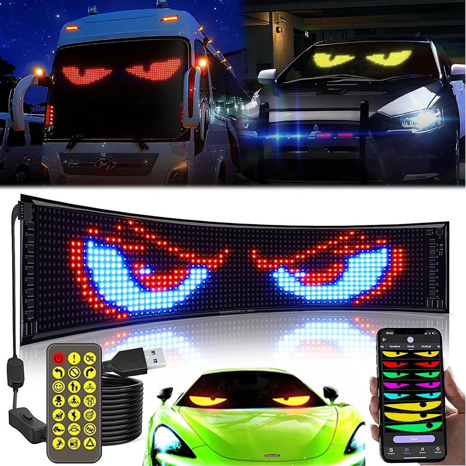 Docreld Devil Eyes Light for Cars,with Smartphone Control & Remote ...