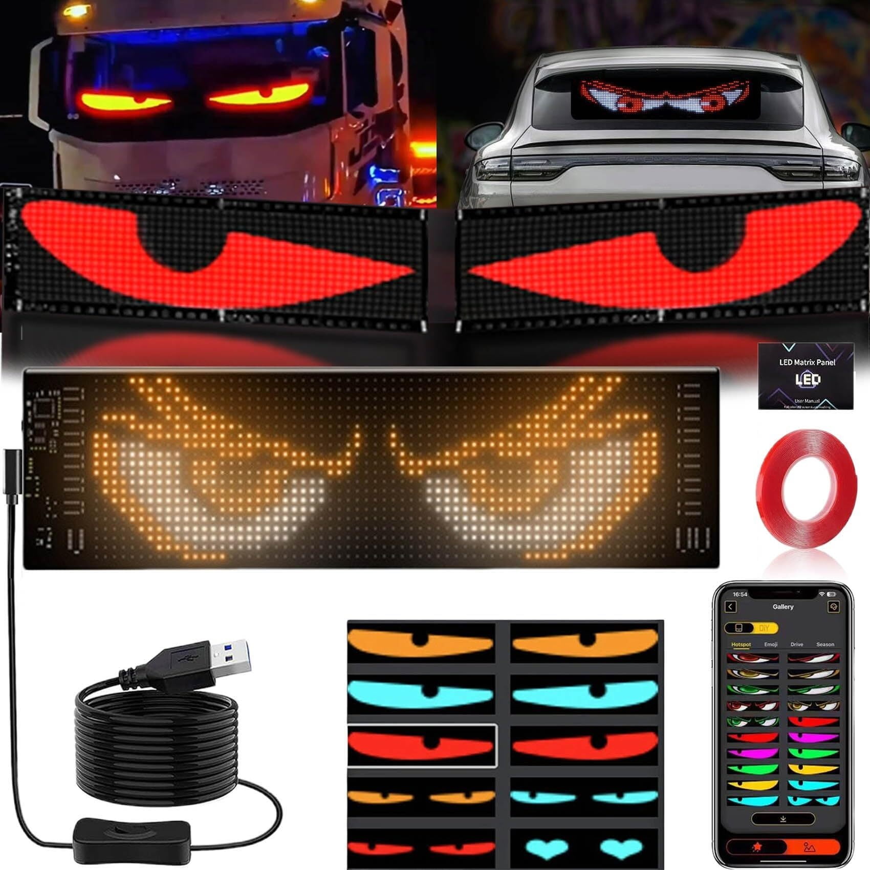 Devil Eyes Light Sign for Cars, Led Eyes Animated for Car Truck ...