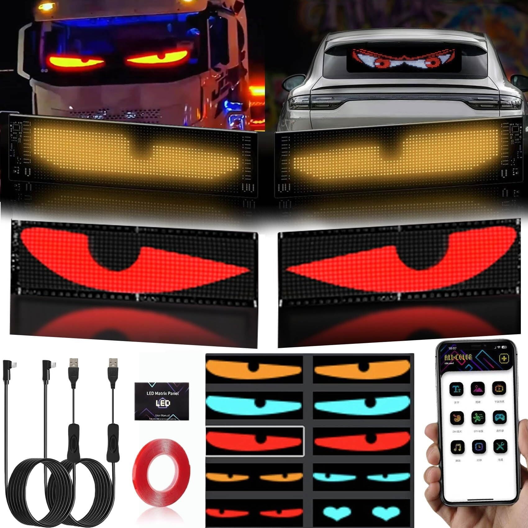 Devil Eyes Light Sign for Cars, Led Eyes Animated for Car Truck ...
